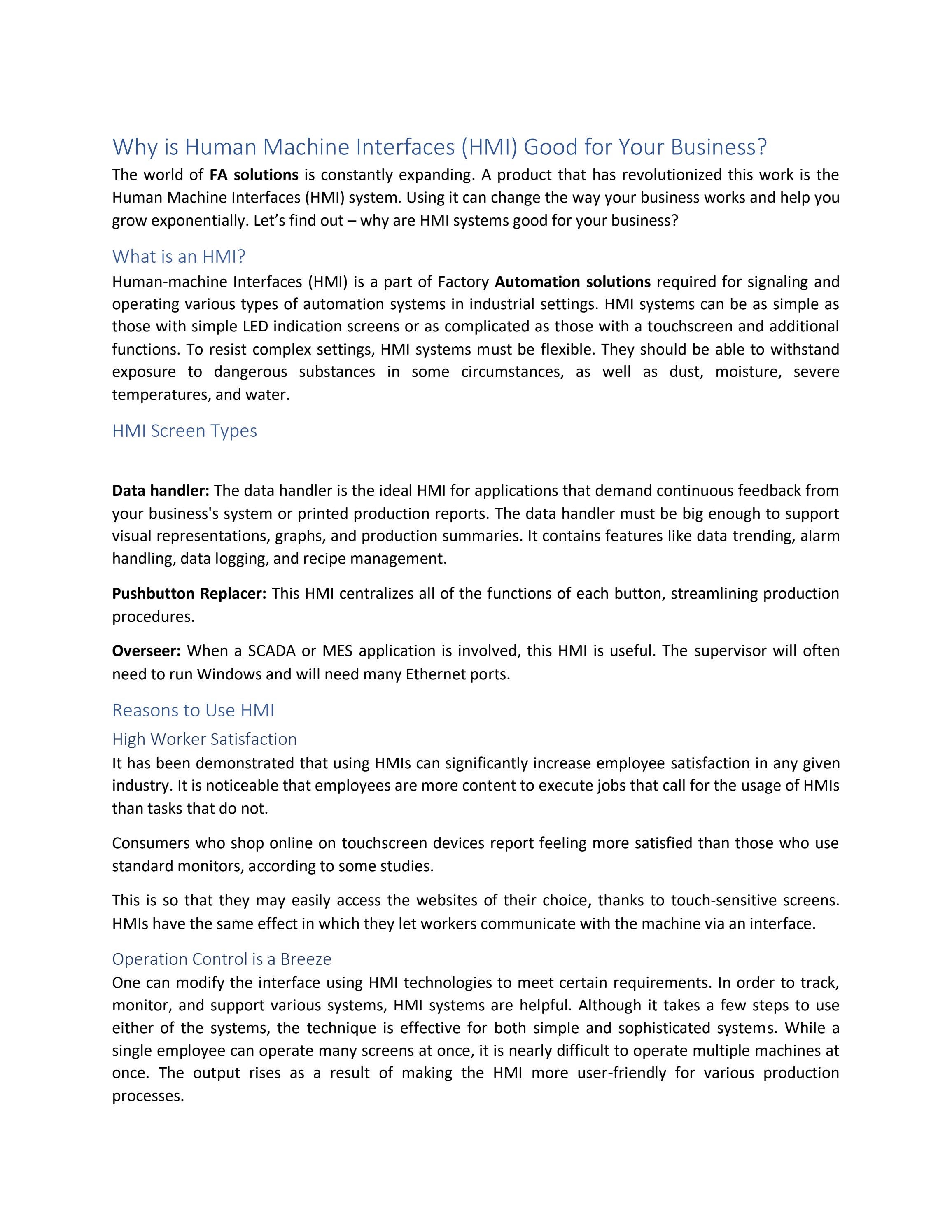 What is Human Machine Interfaces (HMI)? by Shivansh6565 - Issuu