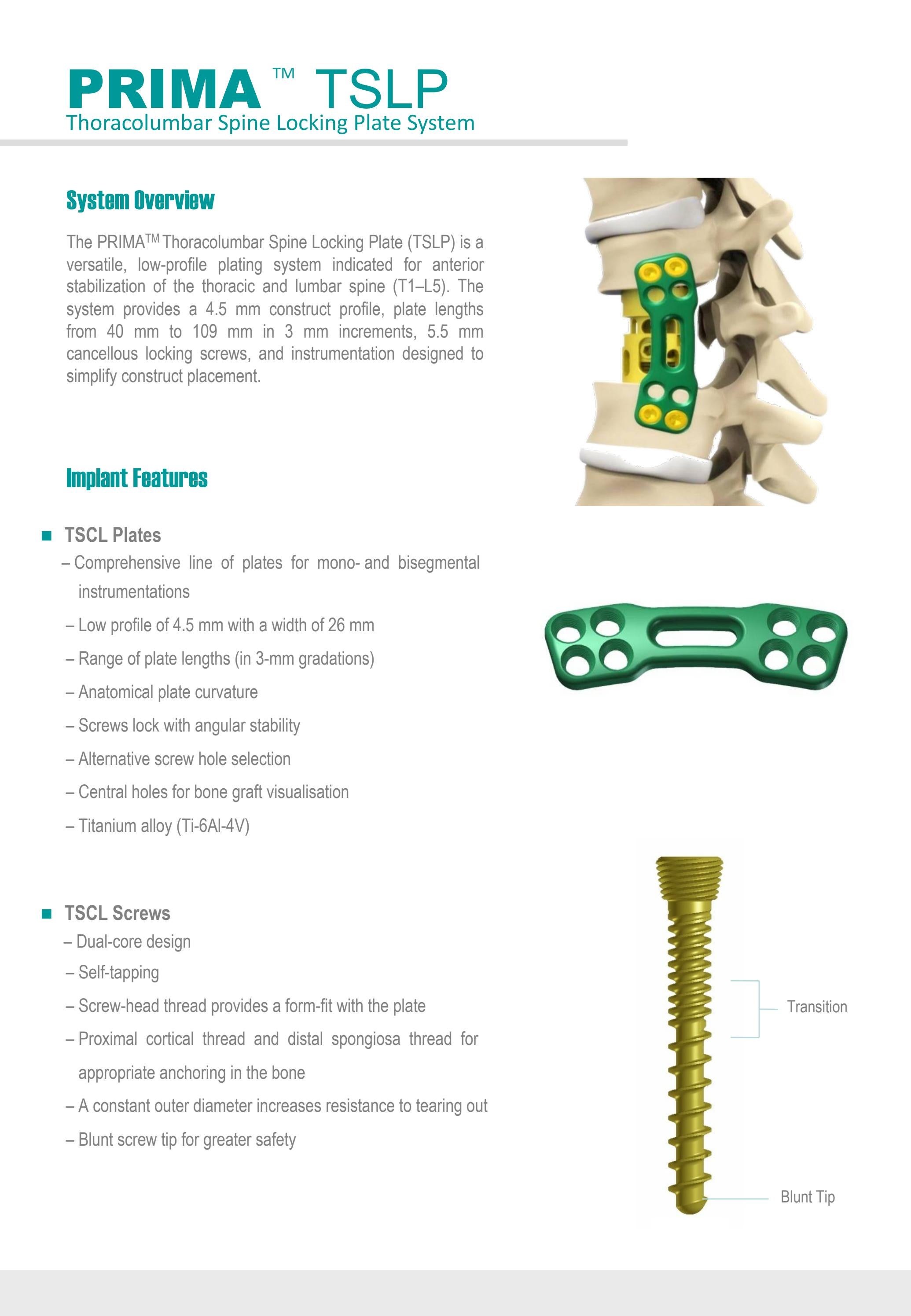 Thoracolumbar Spine Locking Plate System - Madison Ortho by ...