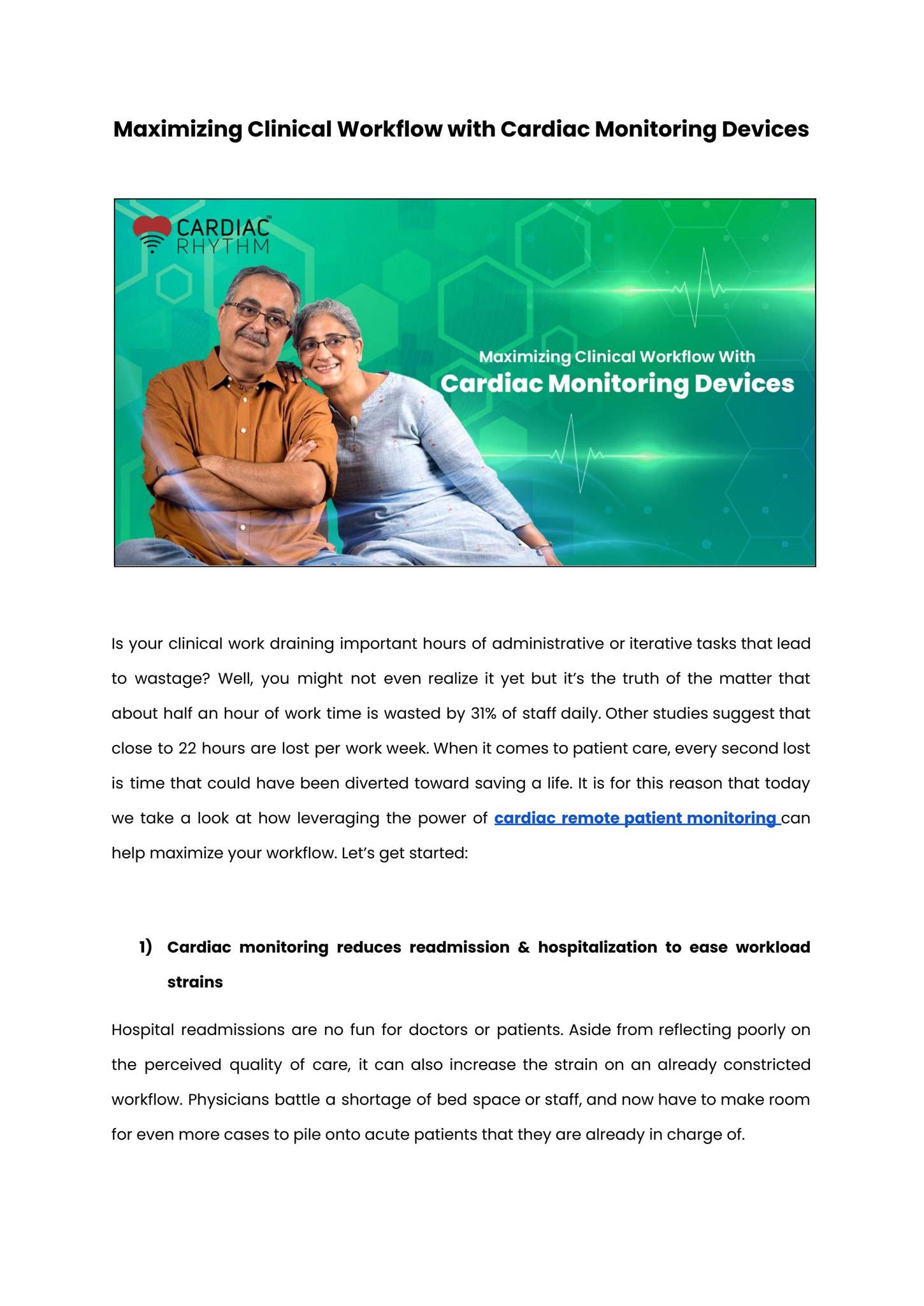 Maximizing Clinical Workflow with Cardiac Monitoring Devices by ...