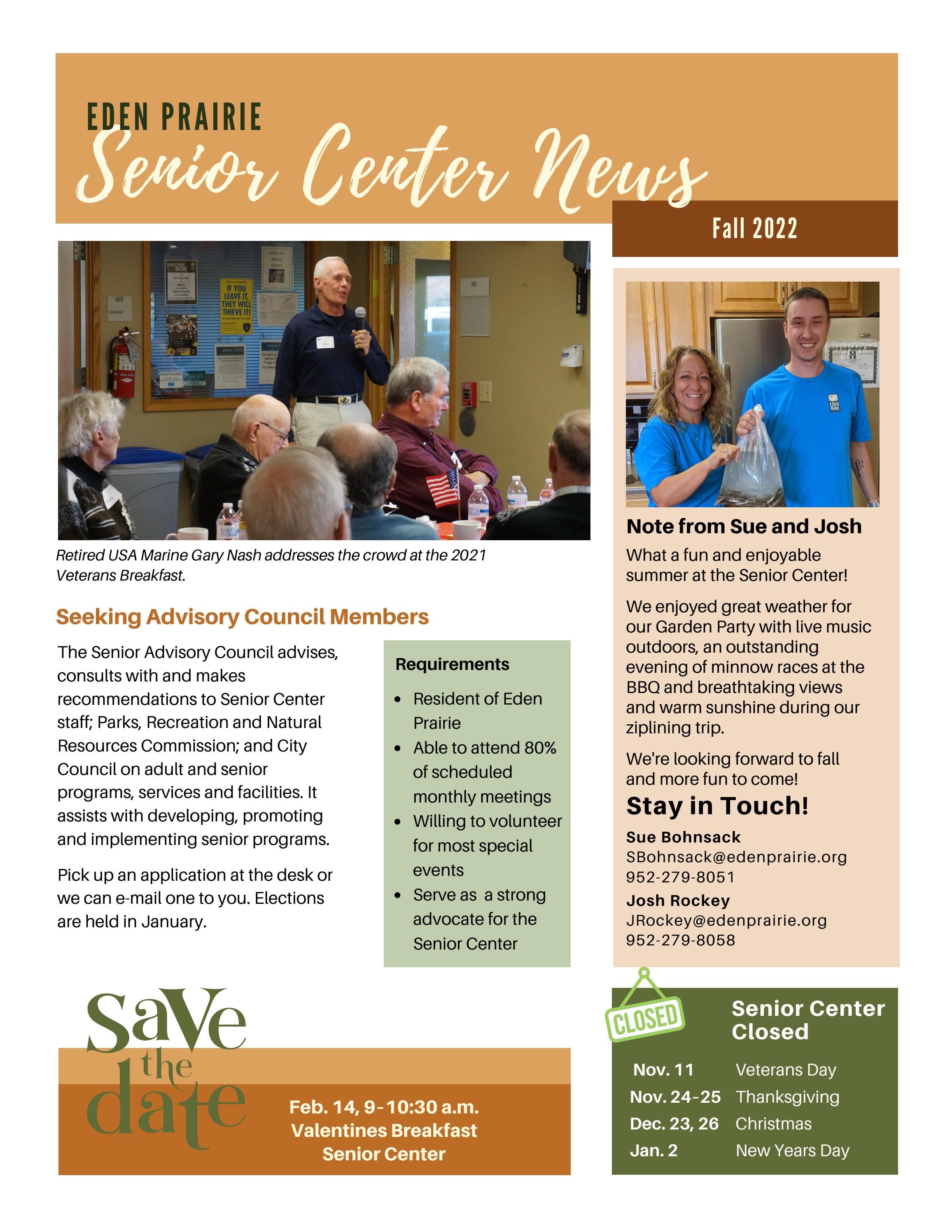 Senior Center News - Fall 2022 by City of Eden Prairie - Issuu