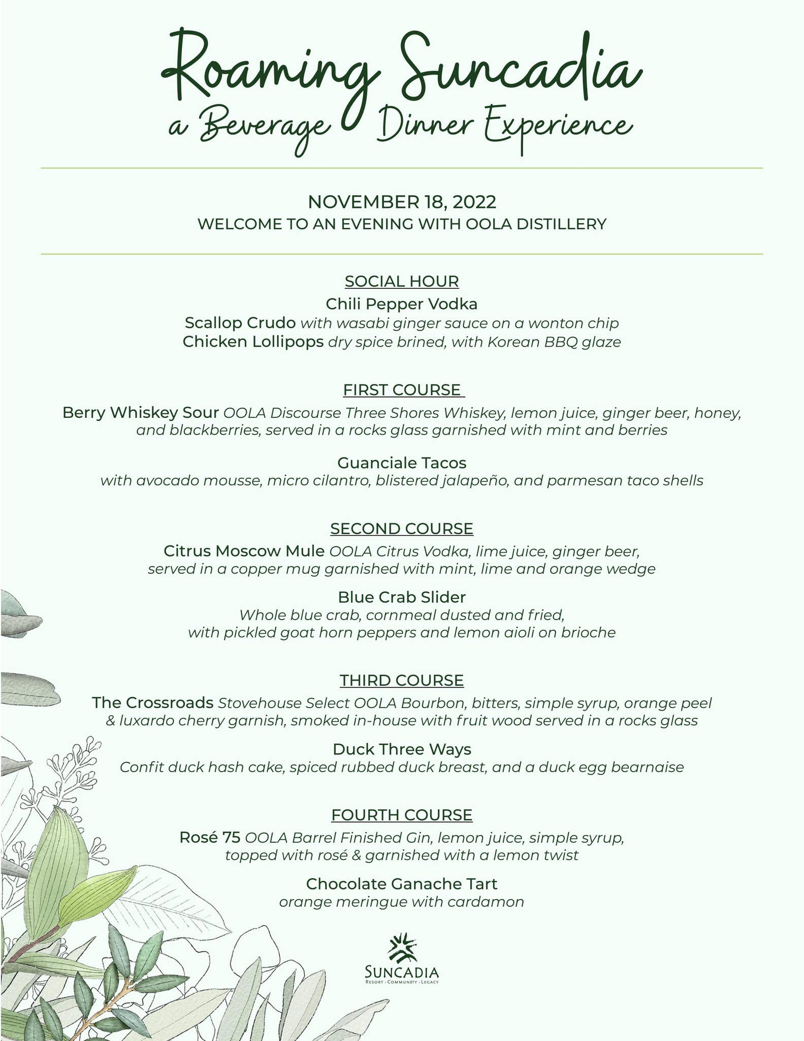 Roaming Suncadia OOLA Dinner Menu by Suncadia Resort - Issuu