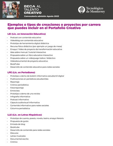 Guía de ejemplos de proyectos | Beca al Talento Creativo by Tecnológico de Monterrey - Issuu