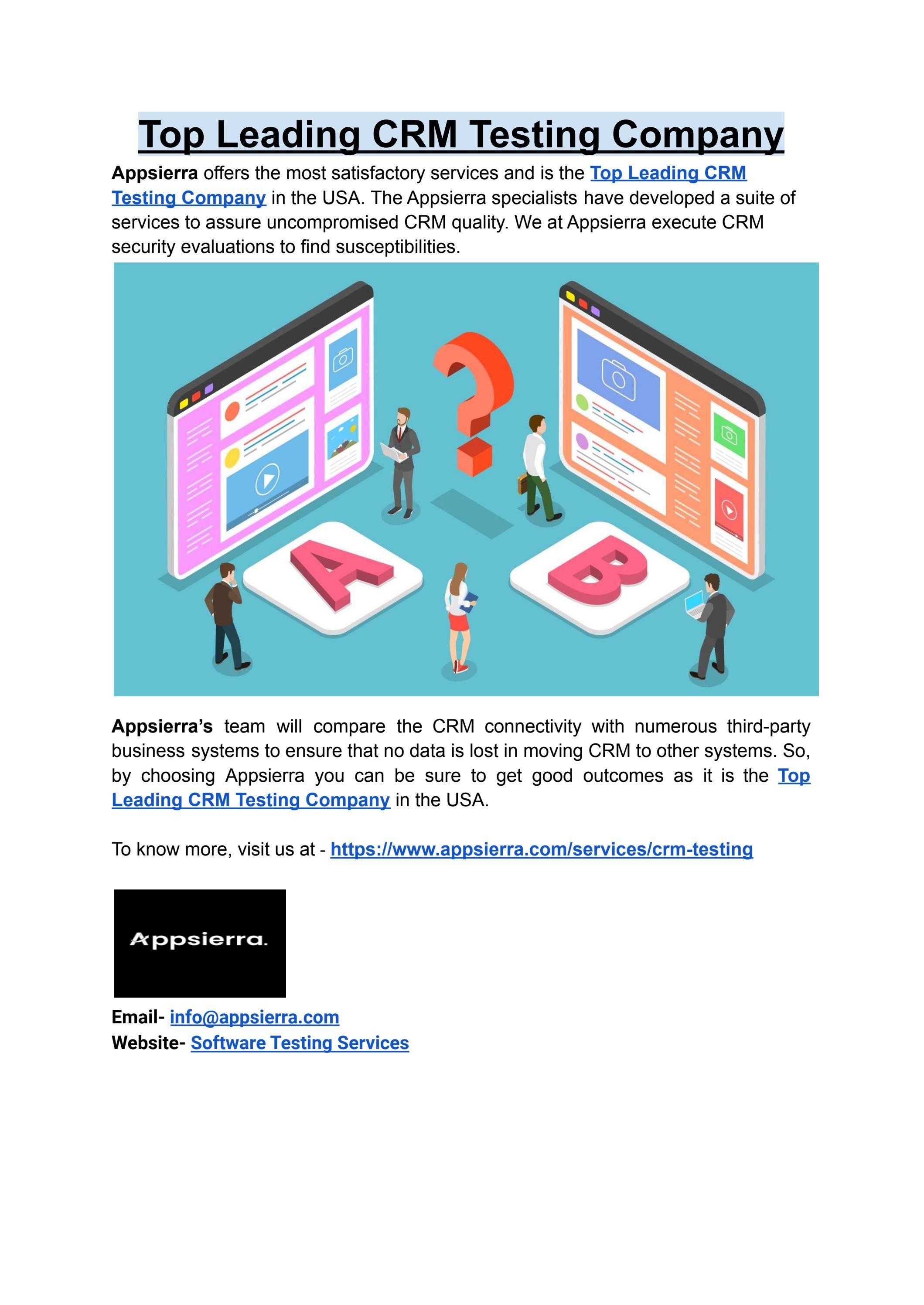 Top Leading Crm Testing Company By Appsierra 22 Issuu