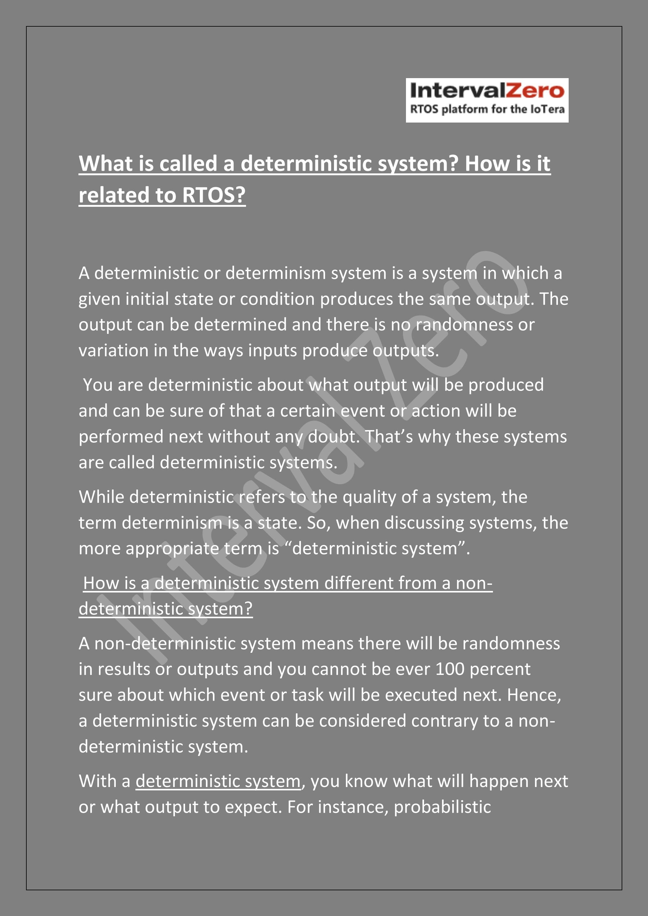 What Is Called A Deterministic System How Is It Related To RTOS By What Is Called A Deterministic System How Is It Related To RTOS By