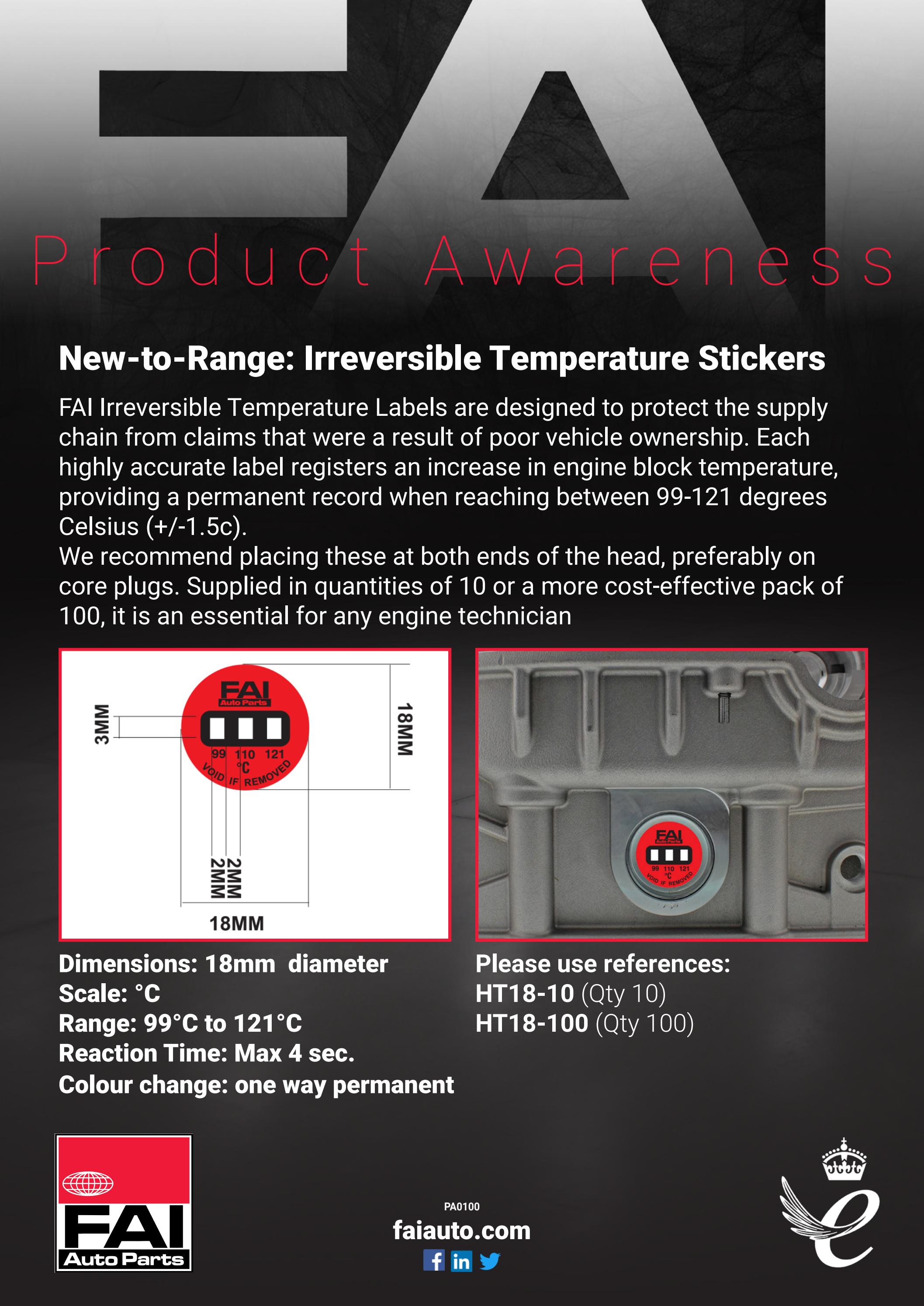 PA0100 - HT18 Irreversible Temp Stickers by FAI Automotive Plc. - Issuu
