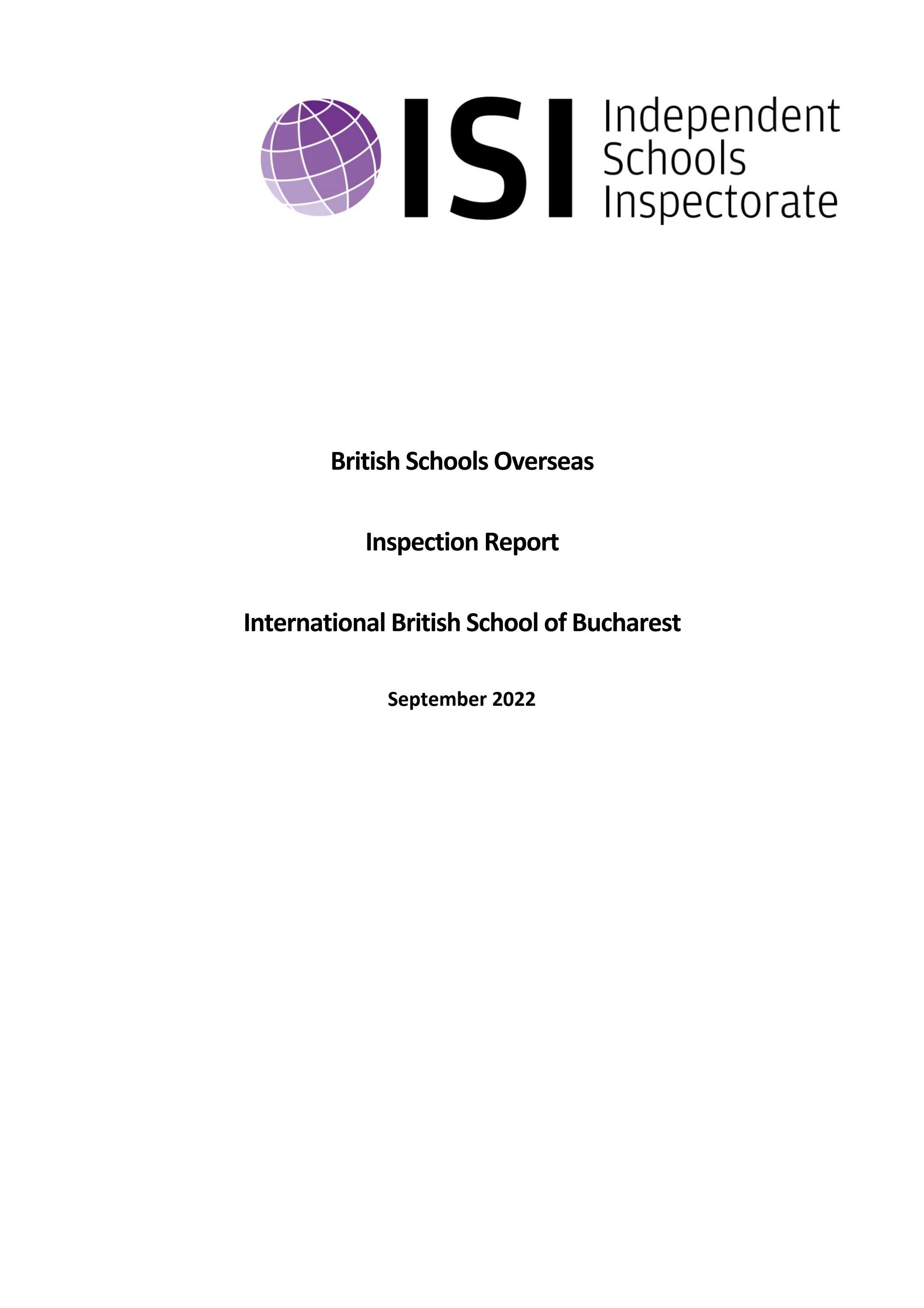 ISI Inspection Report by International British School of Bucharest - Issuu