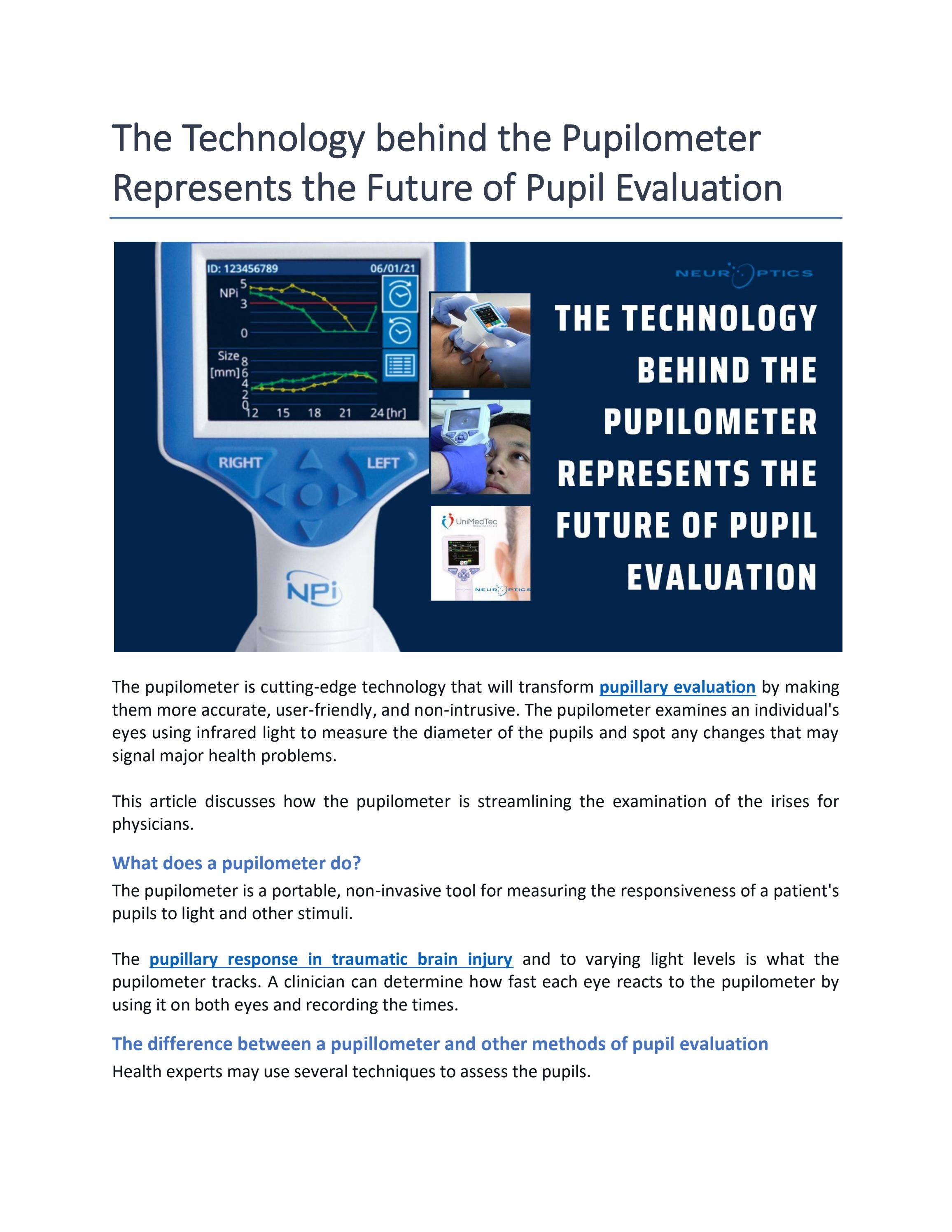 The Technology Behind the Pupilometer Represents the Future of Pupil ...