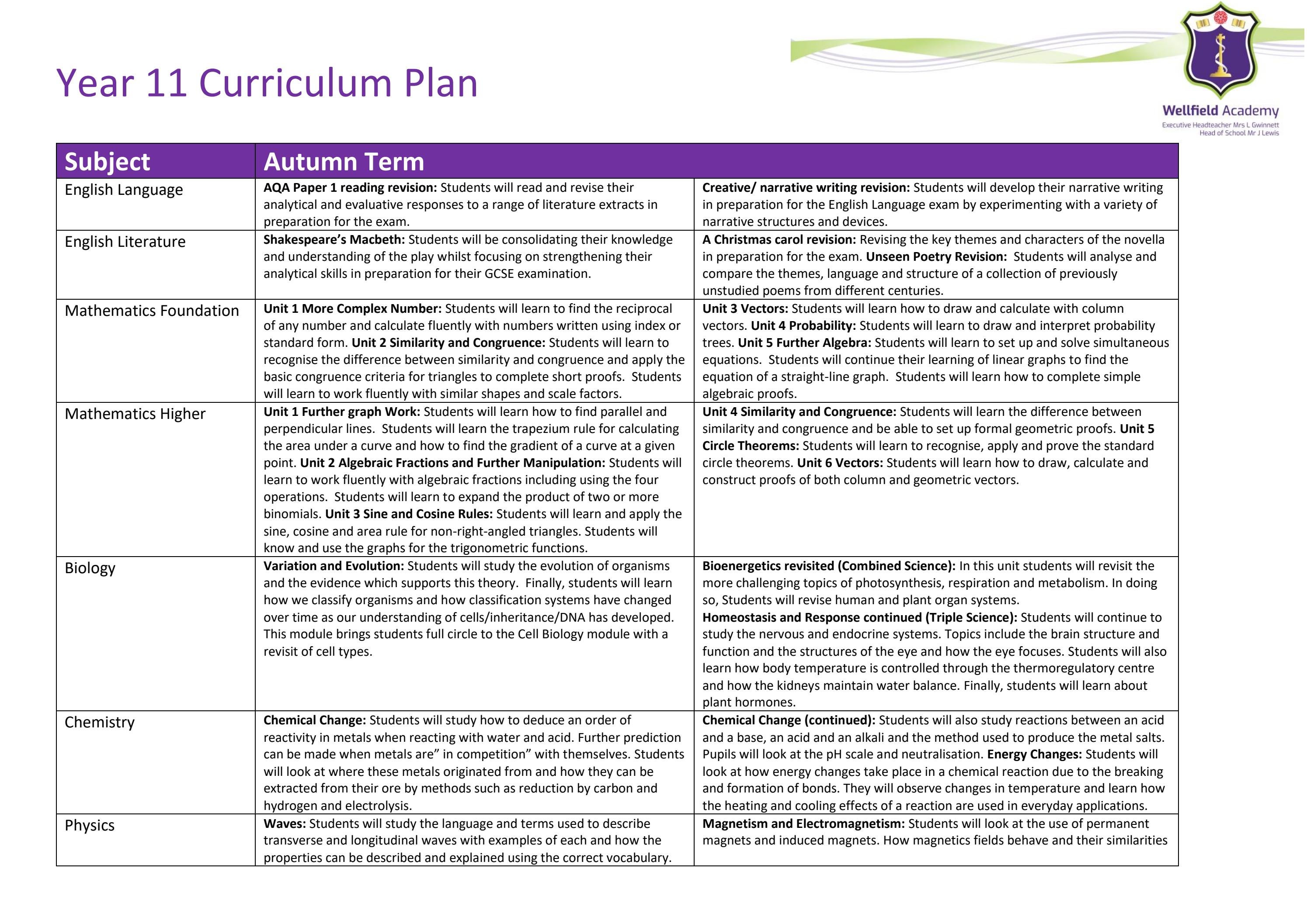 Year 11 Curriculum Plan 2022 by Schudio - Issuu