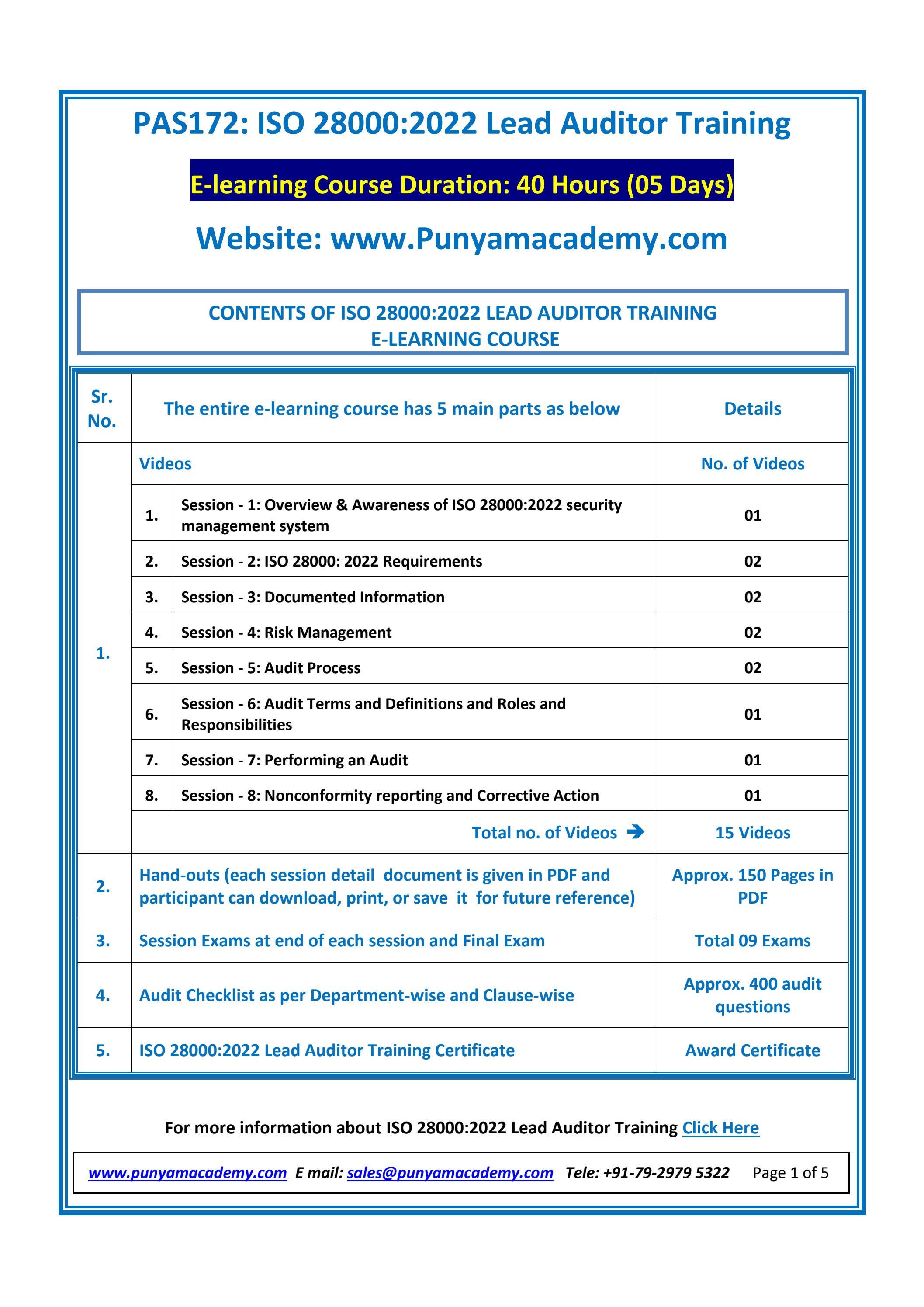 ISO 28000 Lead Auditor Training by Punyam Academy - Issuu