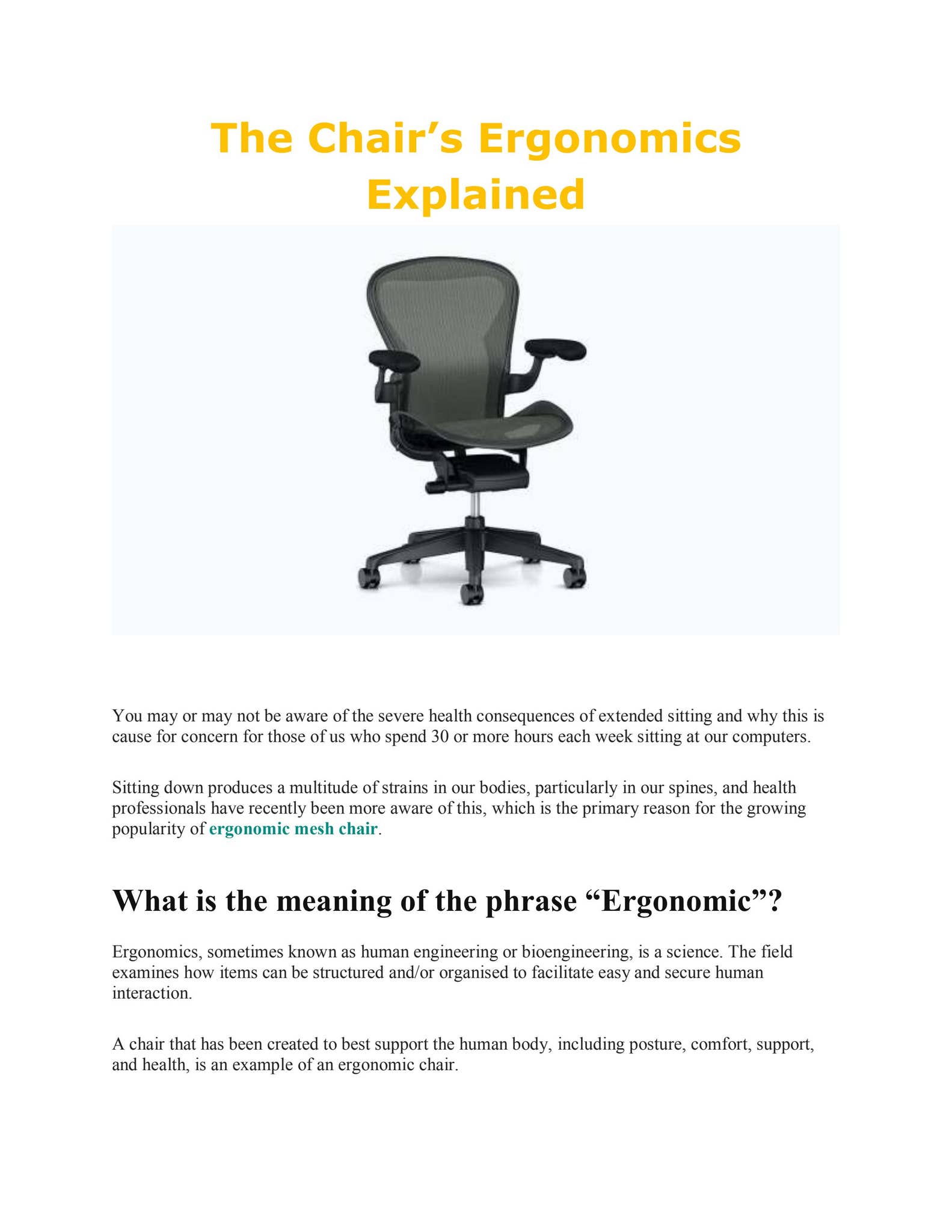 The Chair’s Ergonomics Explained by NextChairs Singapore - Issuu