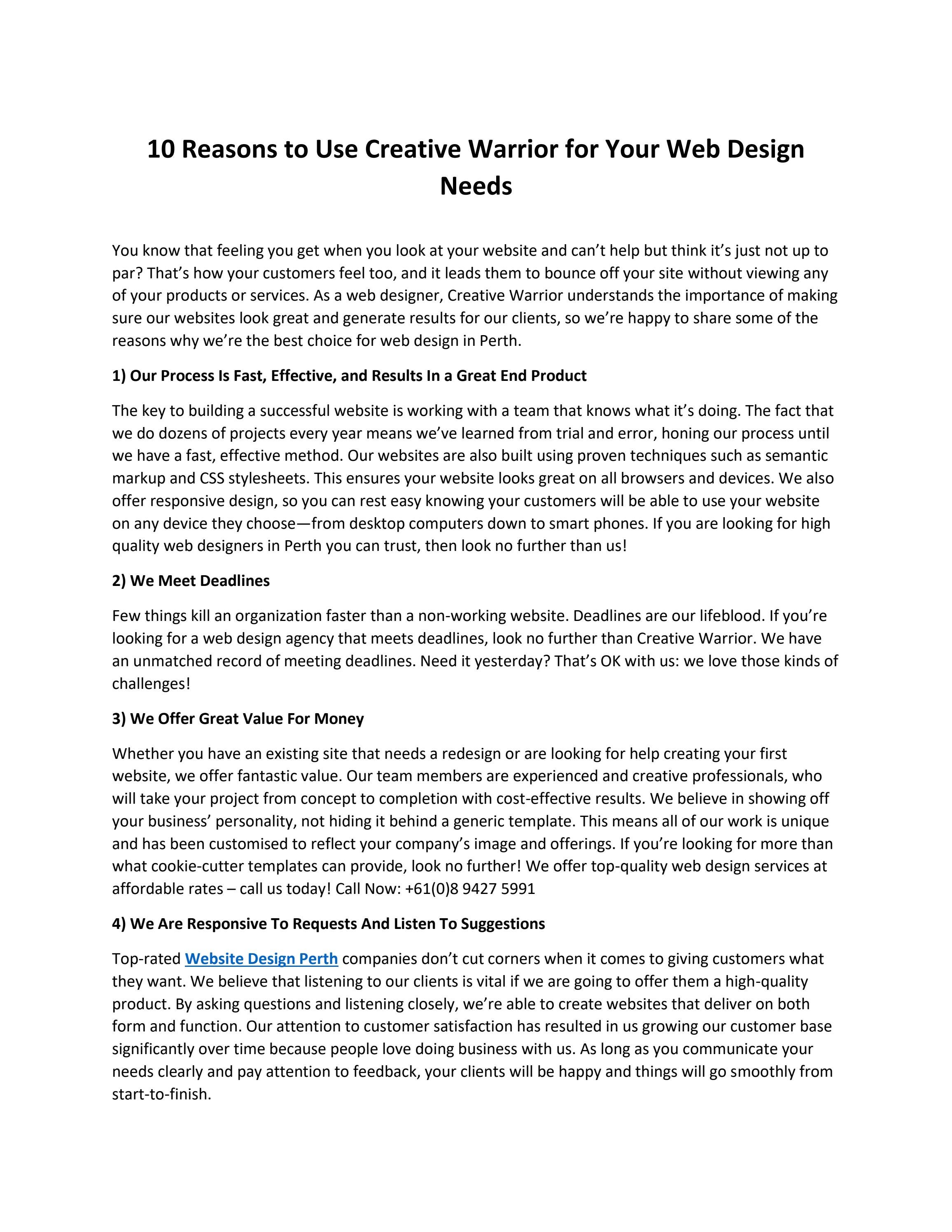 10 Reasons To Use Creative Warrior For Your Design Needs By