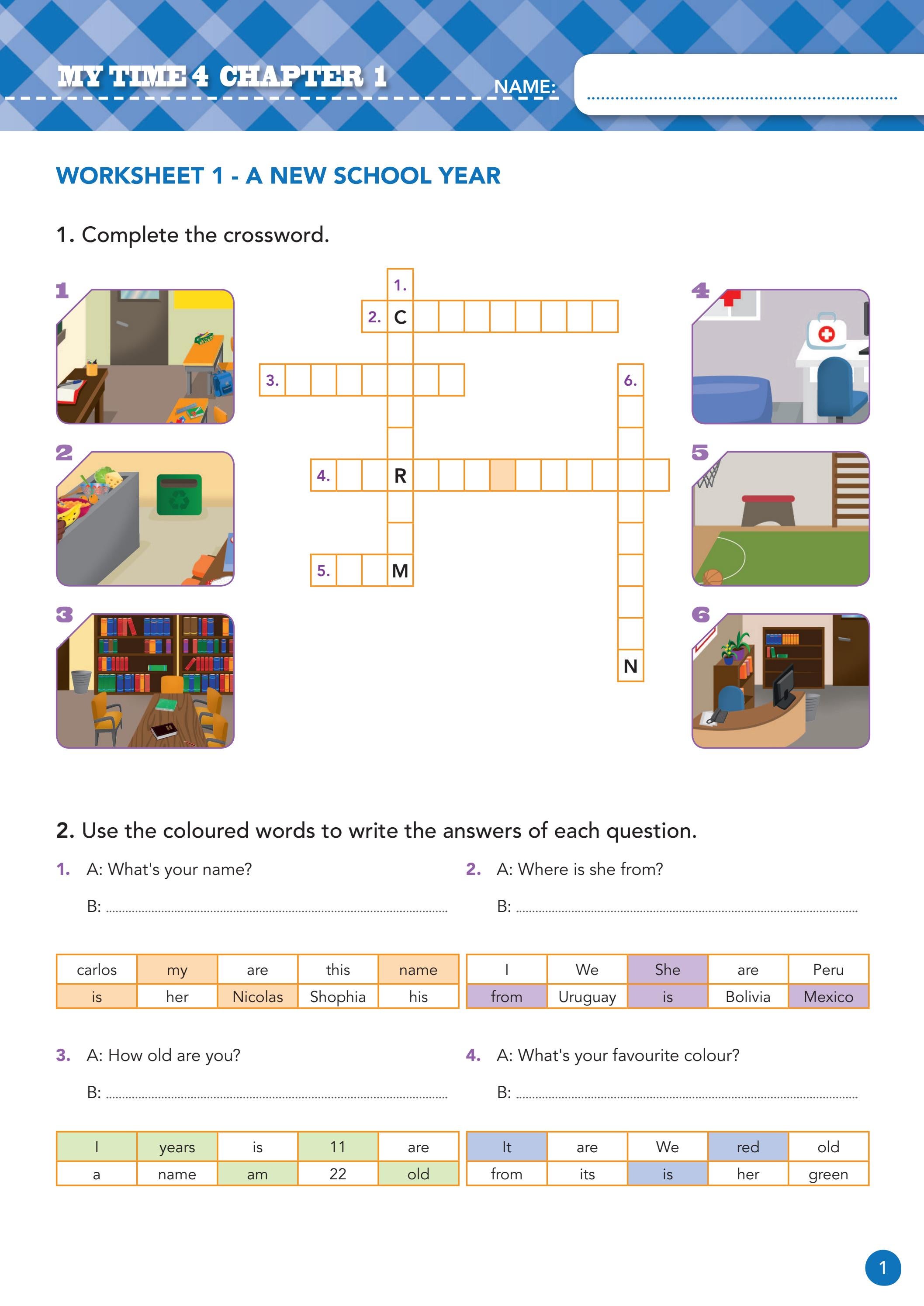 Worksheet 1 - My Time 4 by Editorial ACES - Issuu