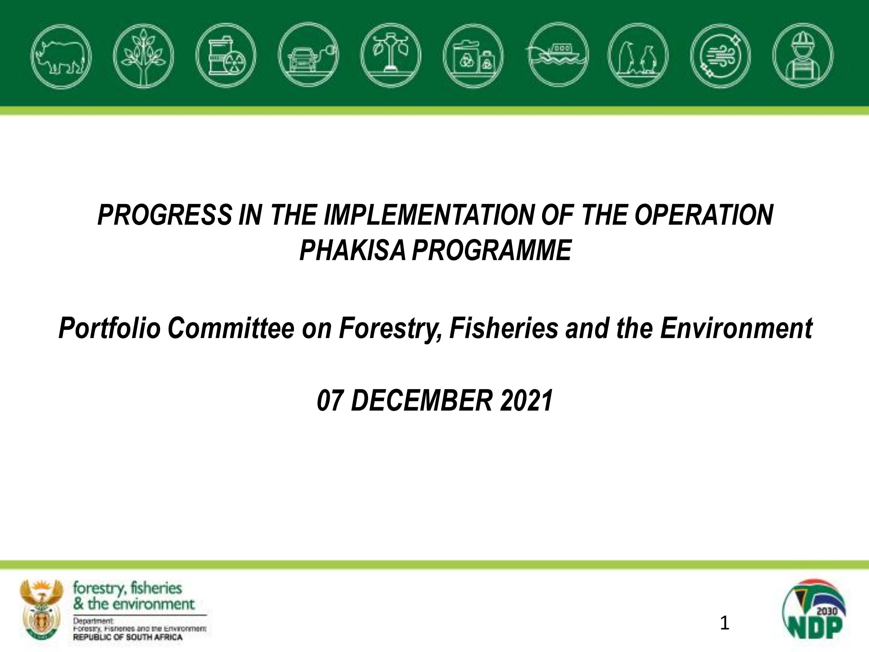 Briefing on the implementation of the Operation Phakisa Programme by ...