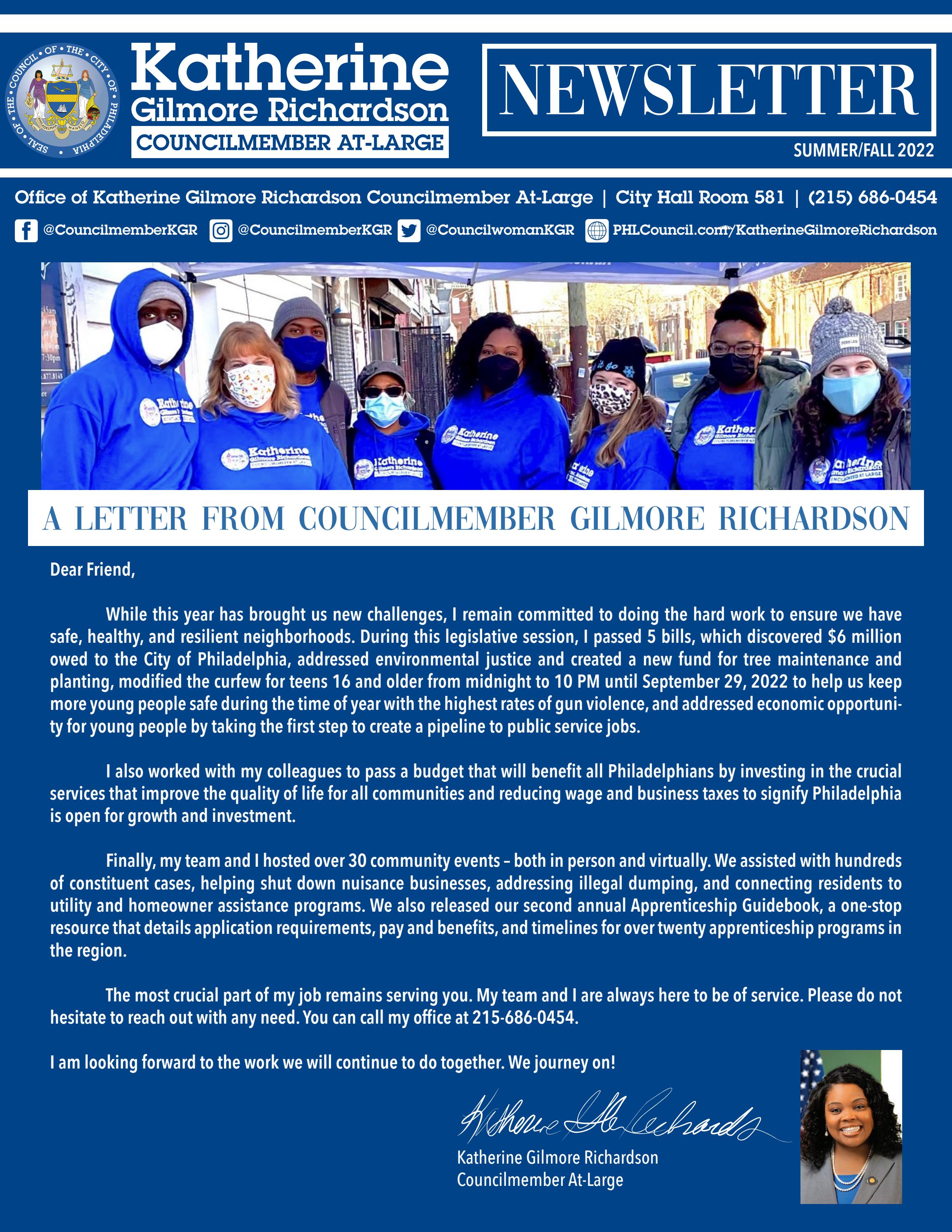 Councilmember Katherine Gilmore Richardson Summer/Fall 2022 Newsletter ...