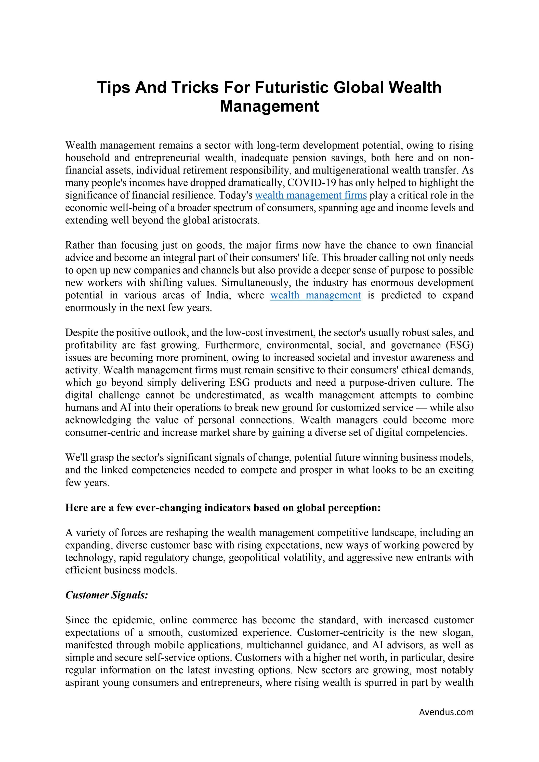 Tips And Tricks For Futuristic Global Wealth Management by avendusgroup ...