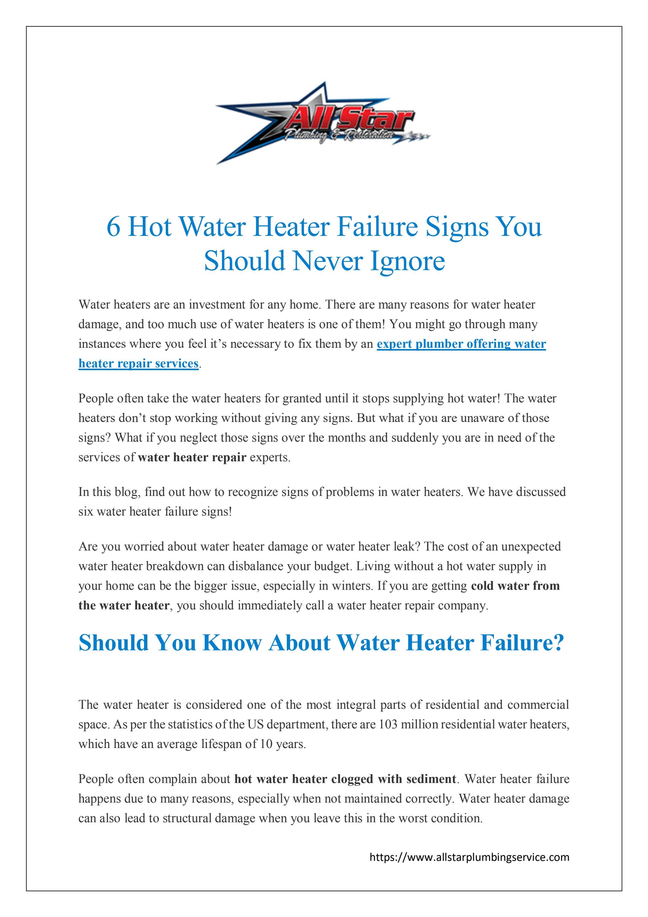 6 Hot Water Heater Failure Signs You Should Never Ignore by ...