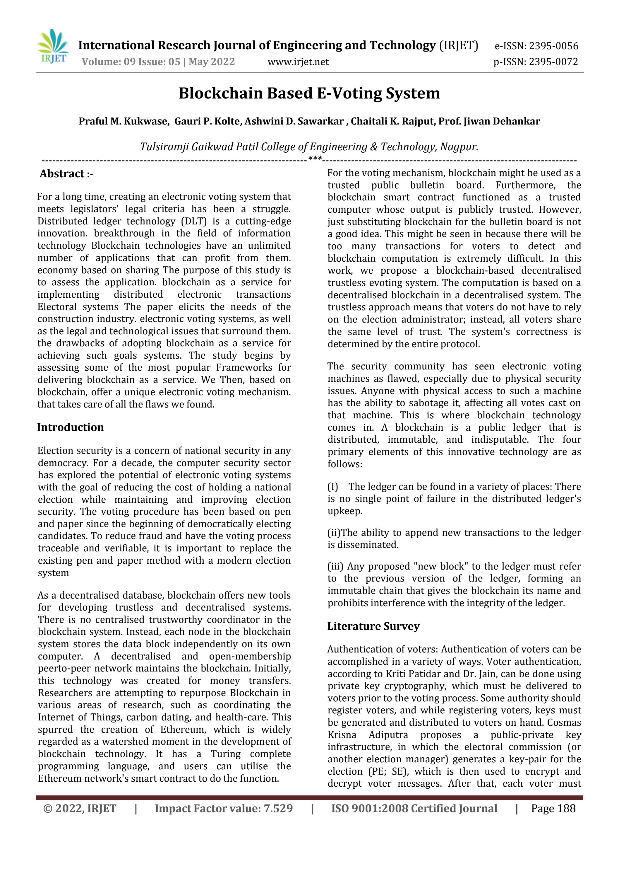 Blockchain Based E-Voting System by IRJET Journal - Issuu