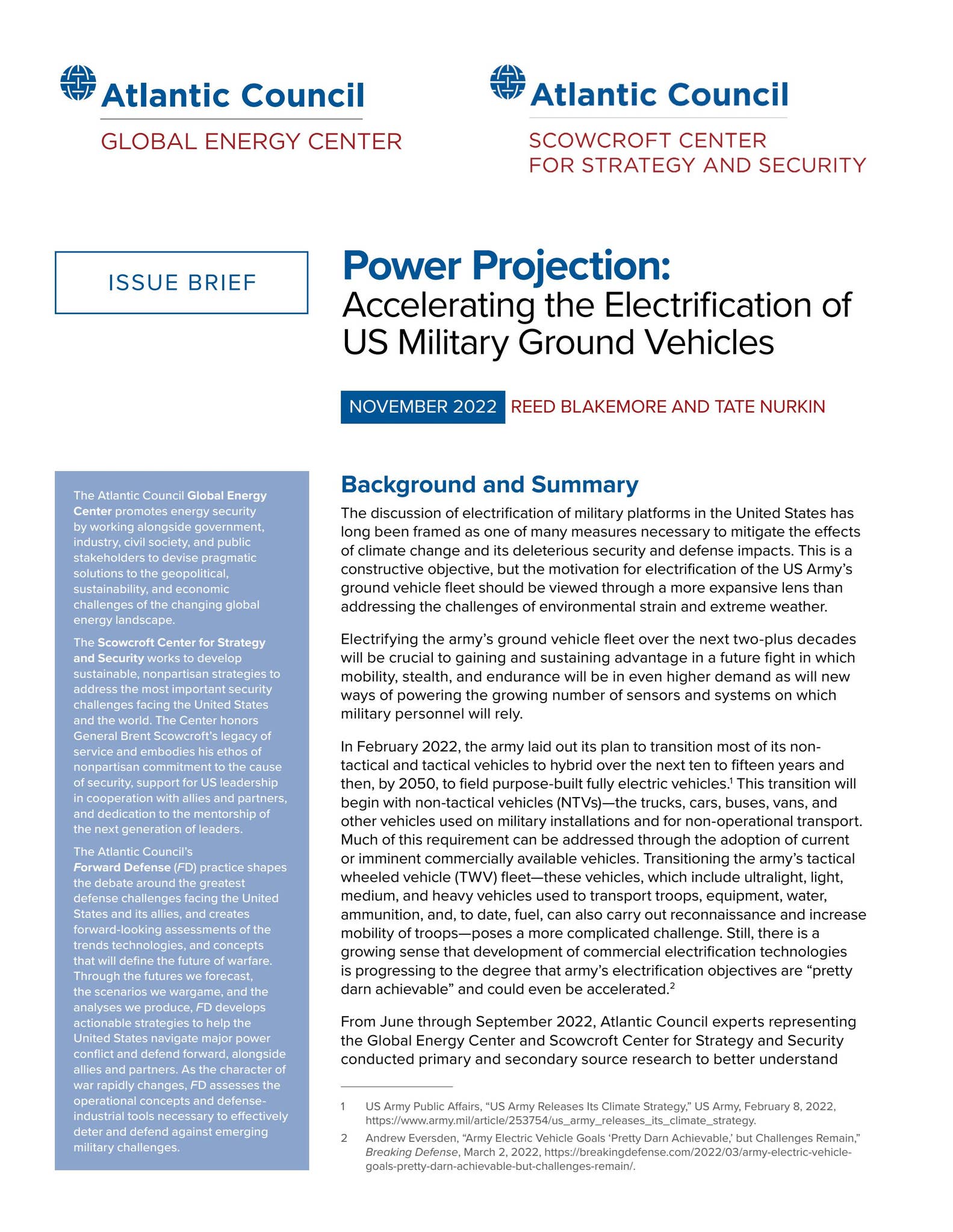 Power Projection: Accelerating the Electrification of US Military ...