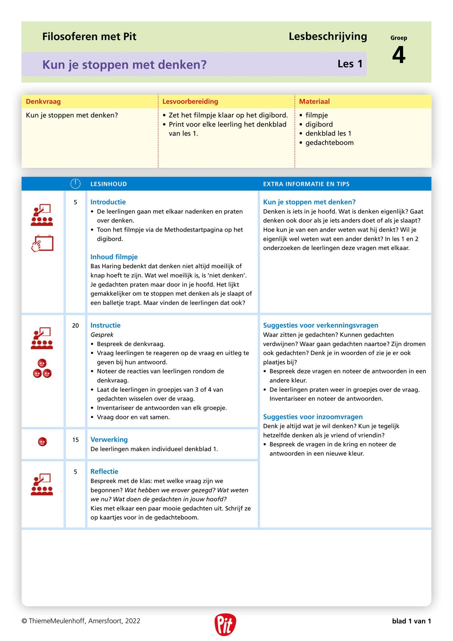 Groep 4 - Filosoferen met Pit, les 1 by ThiemeMeulenhoff - Issuu