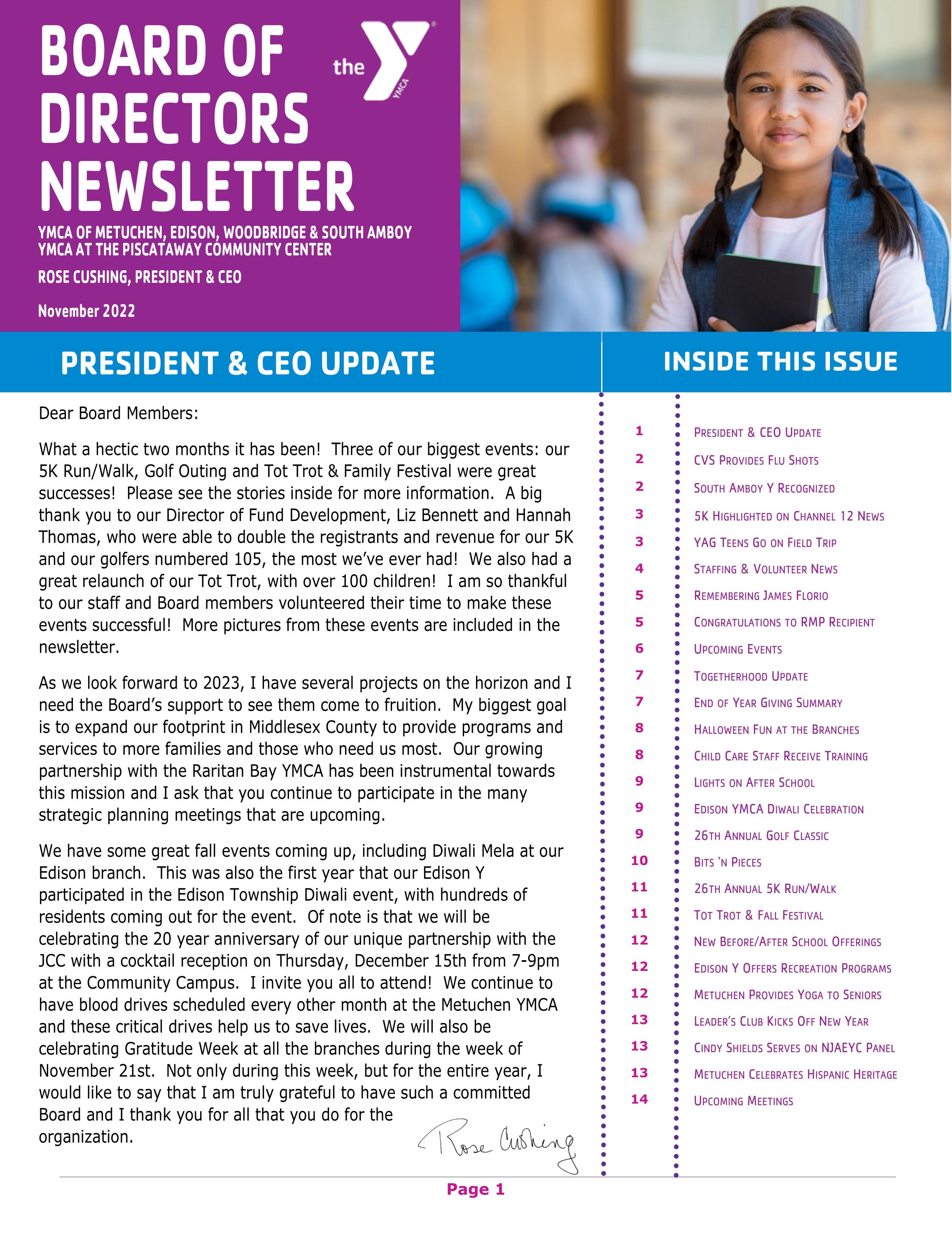 November 2022 Board of Directors Newsletter by YMCA of MEWSA - Issuu