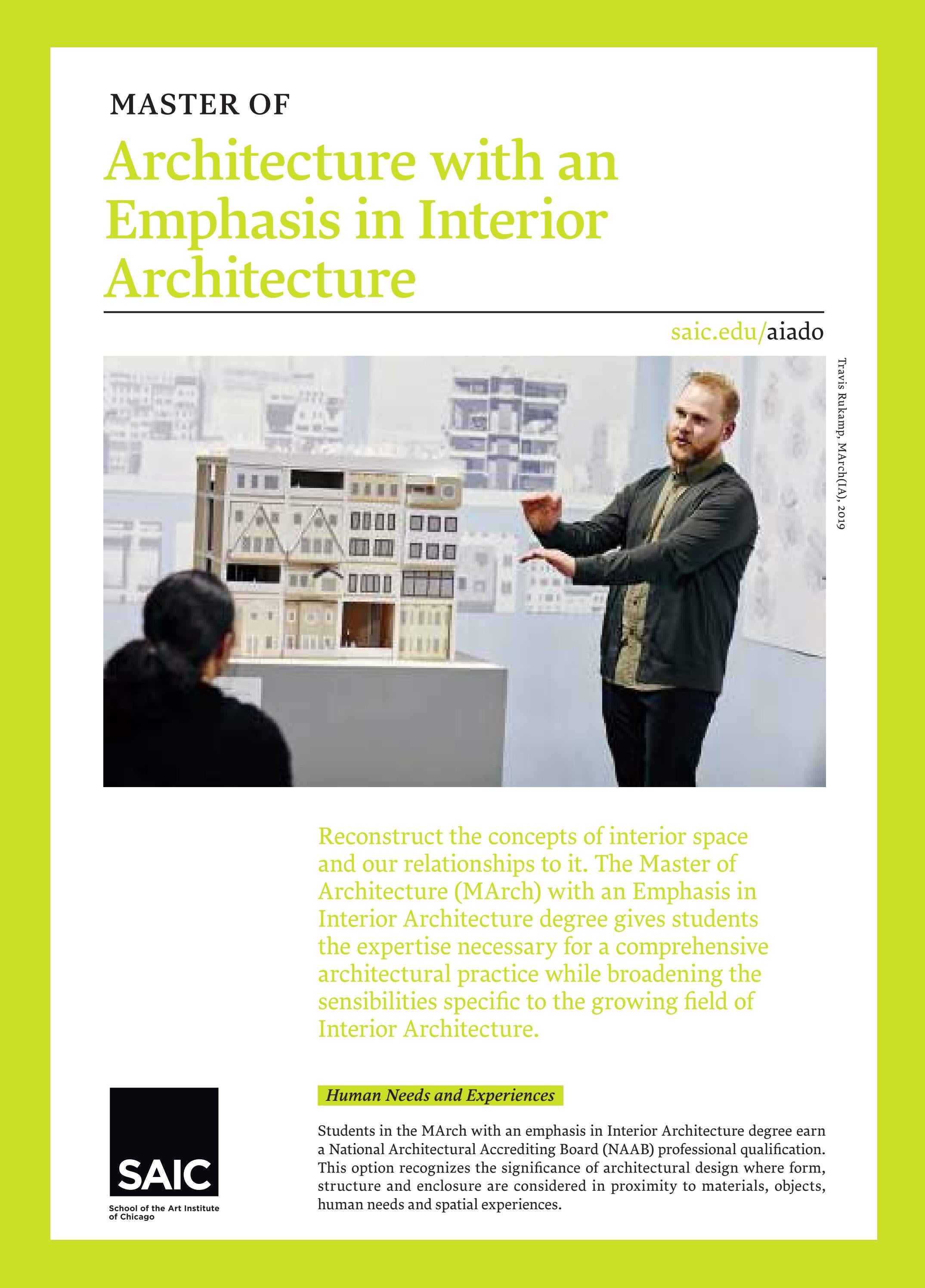 SAIC Master of Architecture with an Emphasis in Interior Architecture ...