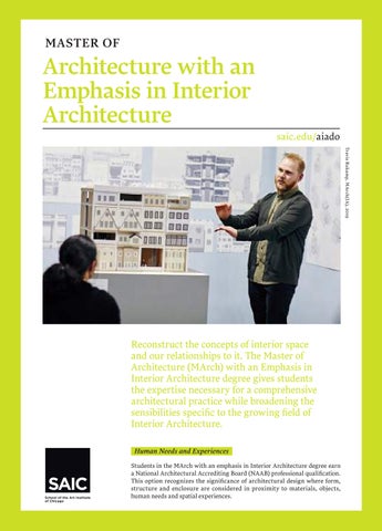 SAIC Master of Architecture with an Emphasis in Interior Architecture ...