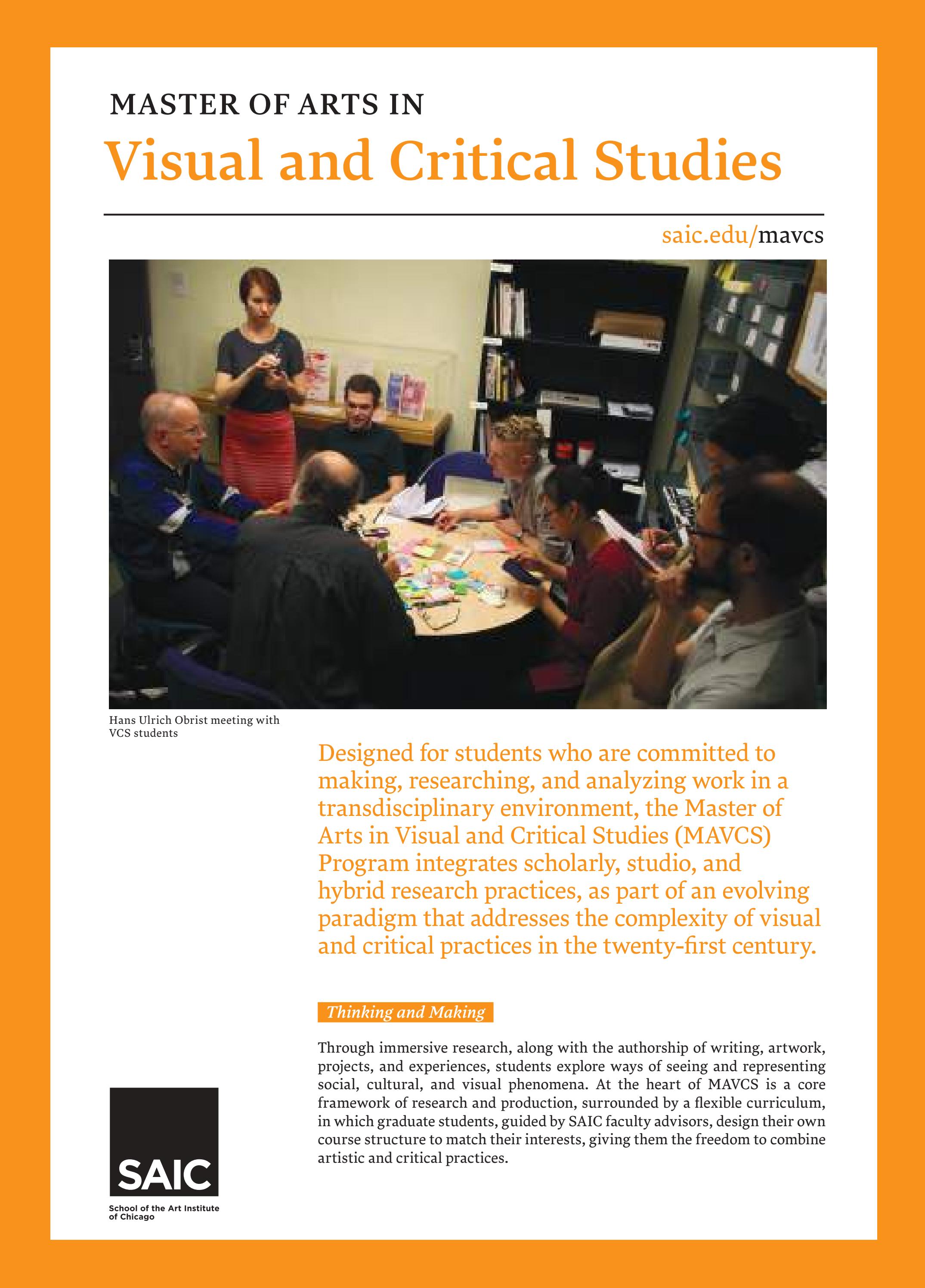 SAIC Visual and Critical Studies MA Brochure by School of the Art ...