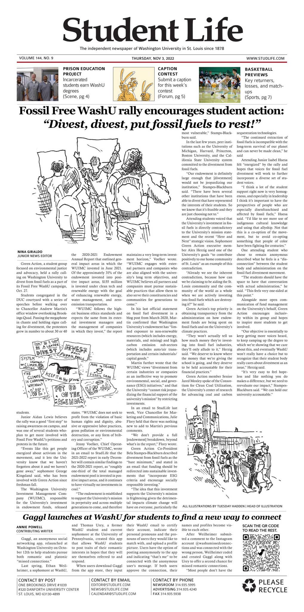 November 3, 2022 Student Life Newspaper, Washington University in St ...