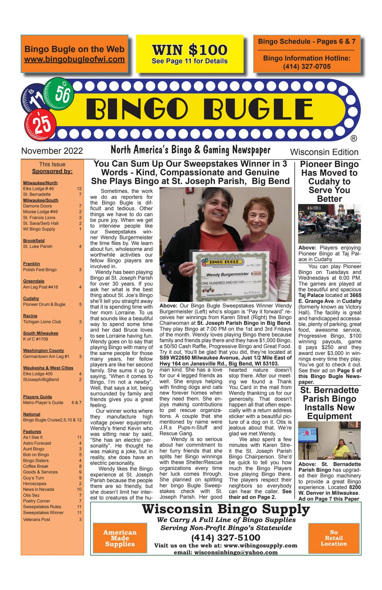November 2022 Wisconsin Bingo Bugle by Bingo Bugle of Wisconsin - Issuu