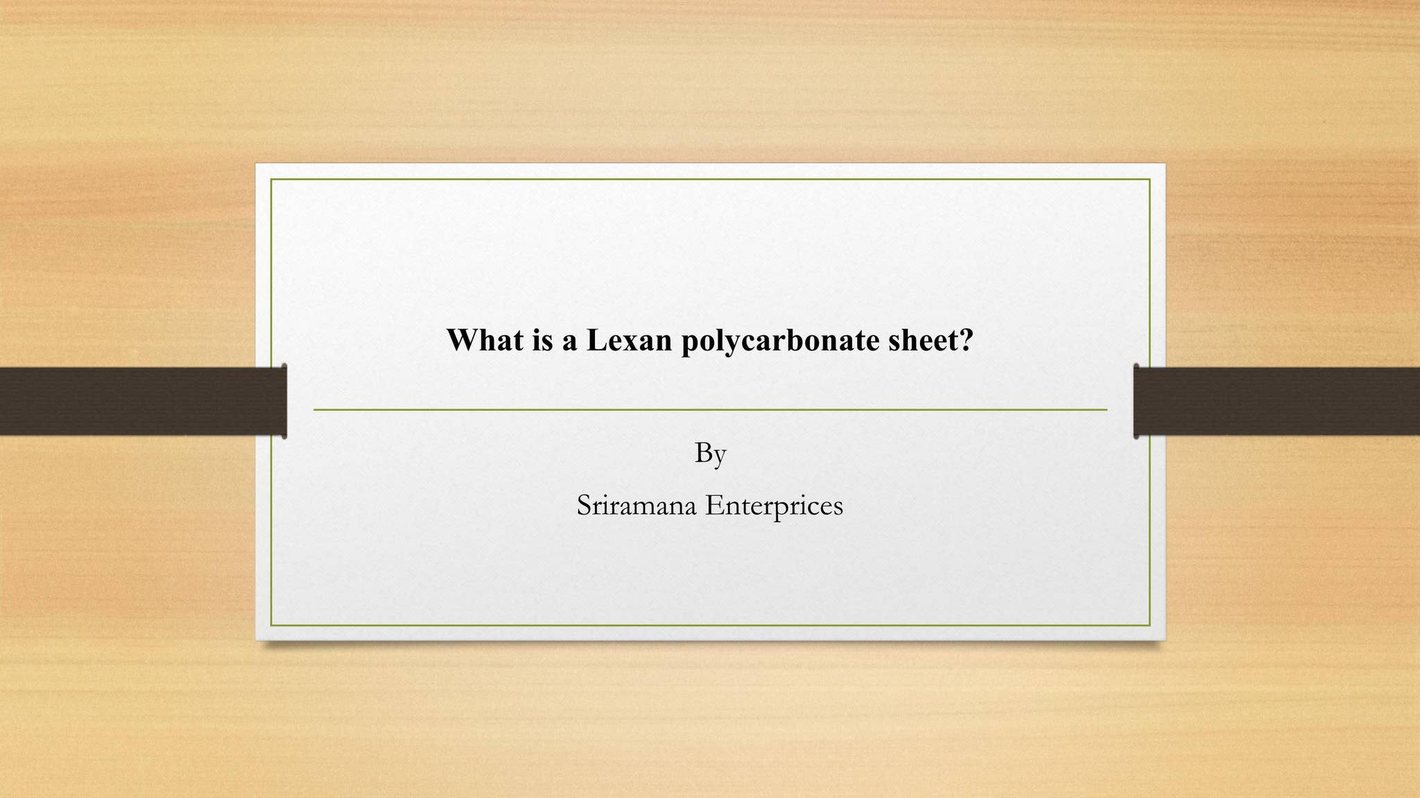 What is a Lexan polycarbonate sheet? by Sri Ramana Enterprises - Issuu