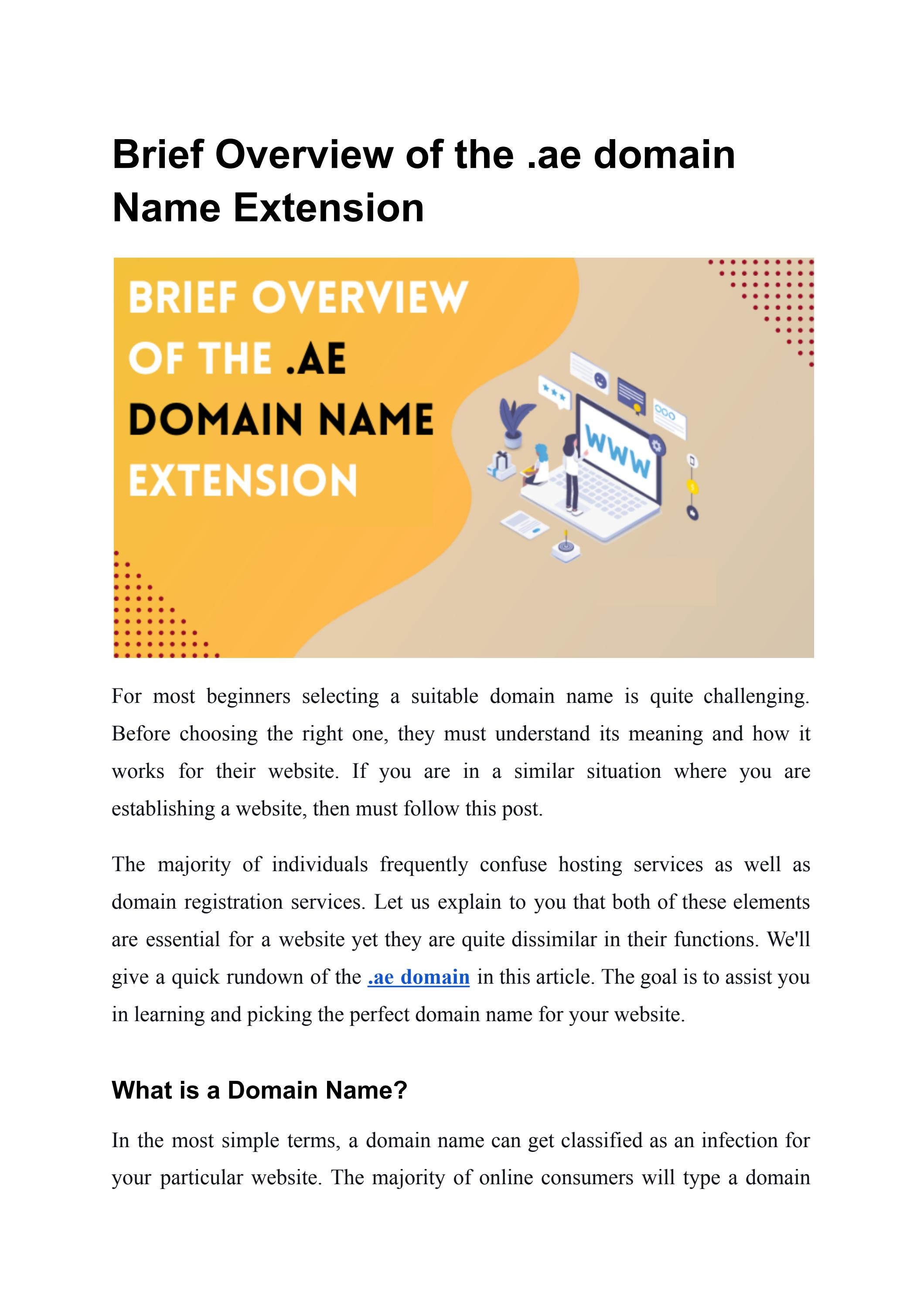 Brief Overview Of The ae Domain Name Extension By Niyatibk18 Issuu