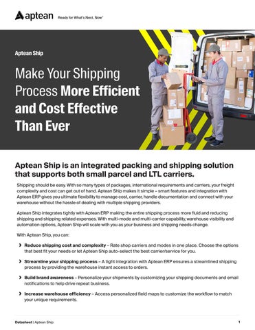 Aptean Ship Datasheet: Make Your Shipping Process More Efficient and ...