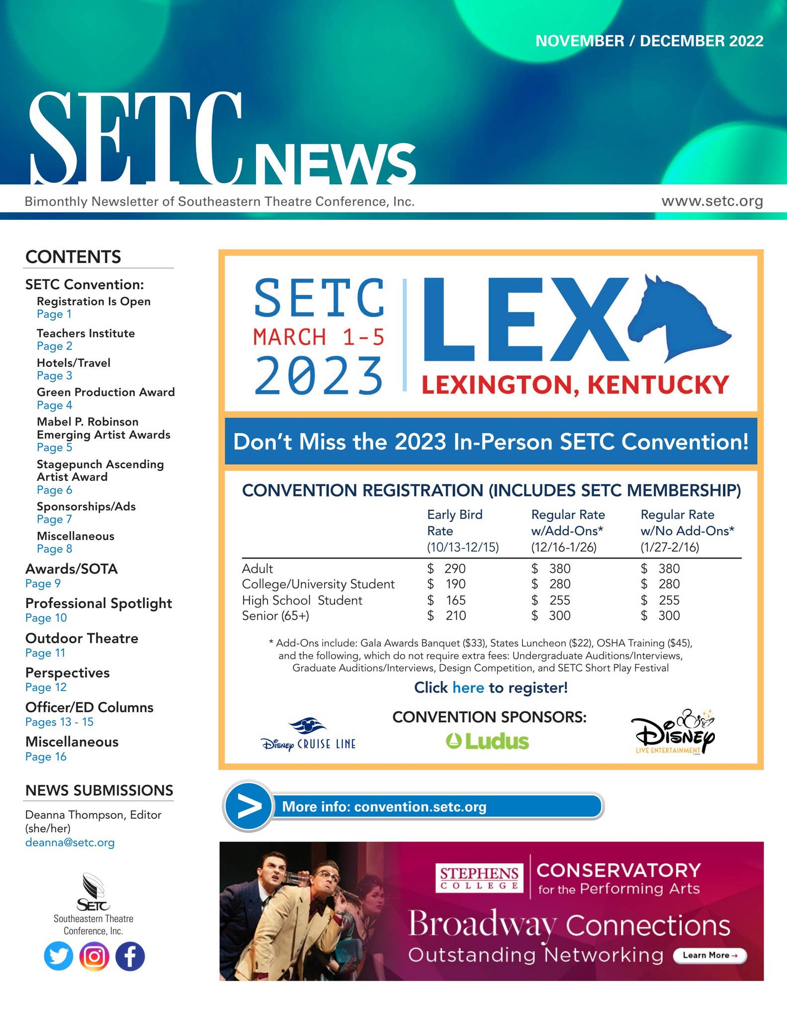 SETC News - November/December 2022 by Southeastern Theatre Conference ...