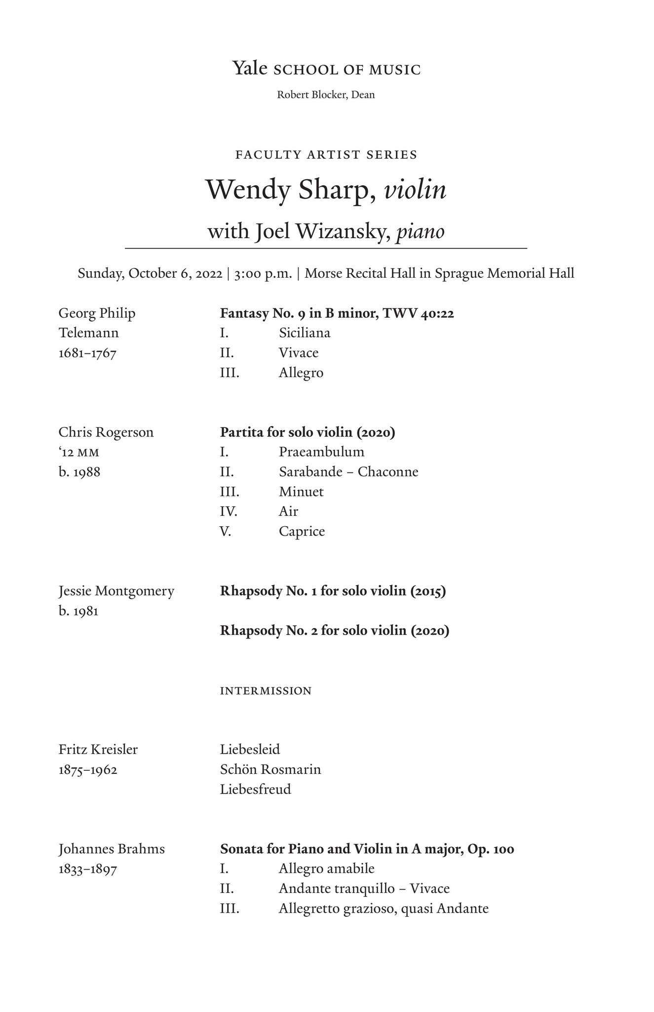 Wendy Sharp, violin, November 6, 2022 by Yale School of Music - Issuu