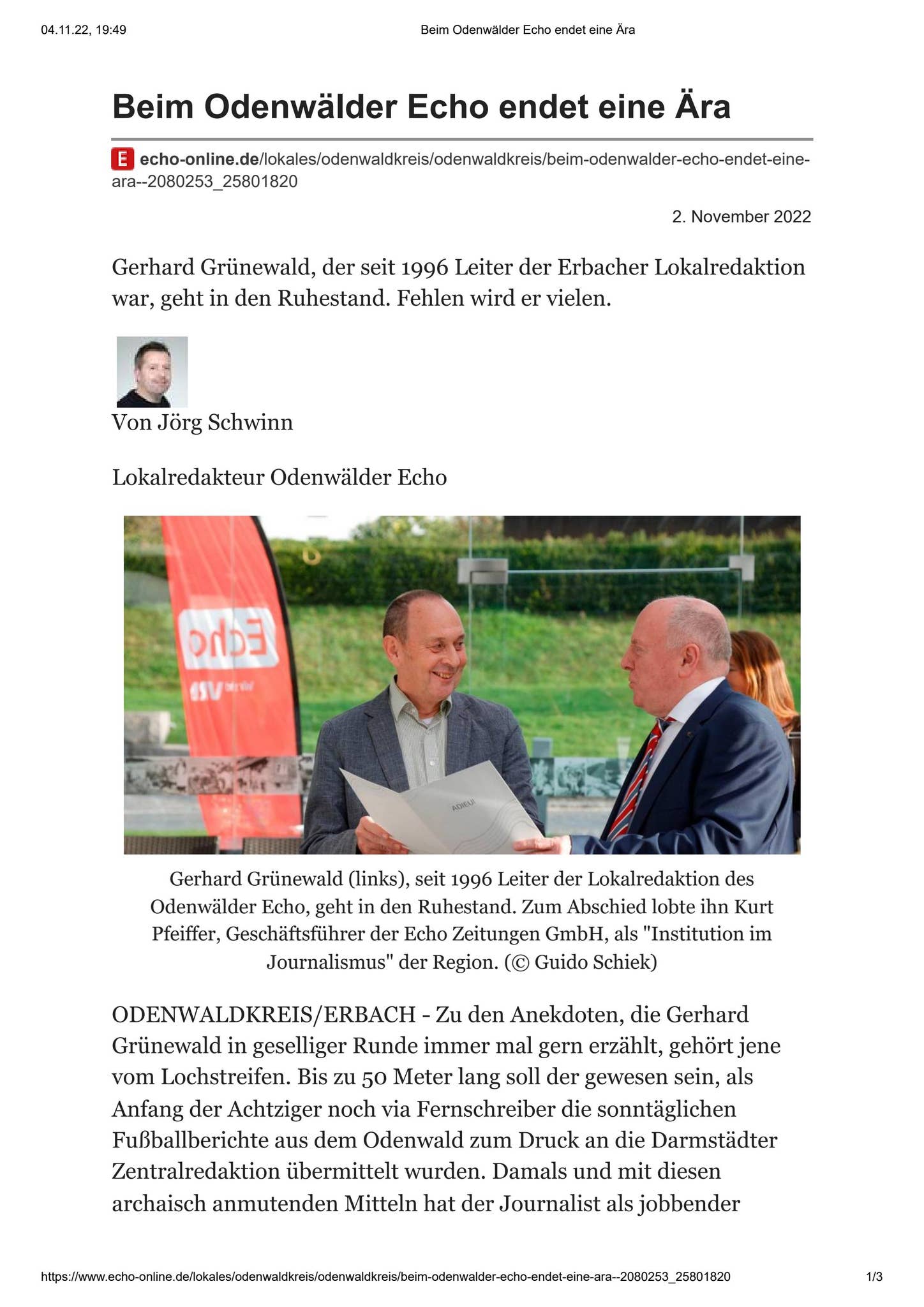 http://Presse-Echo.de : Gerhard Grünewald geht in den Ruhestand by ...