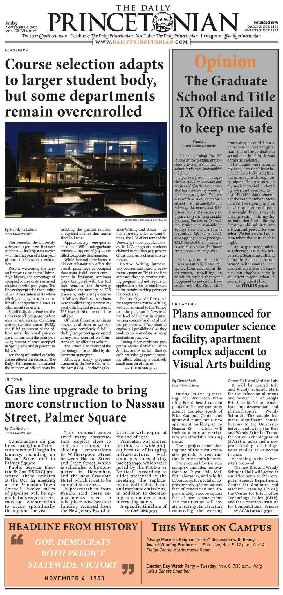 The Daily Princetonian: November 4, 2022 by The Daily Princetonian - Issuu