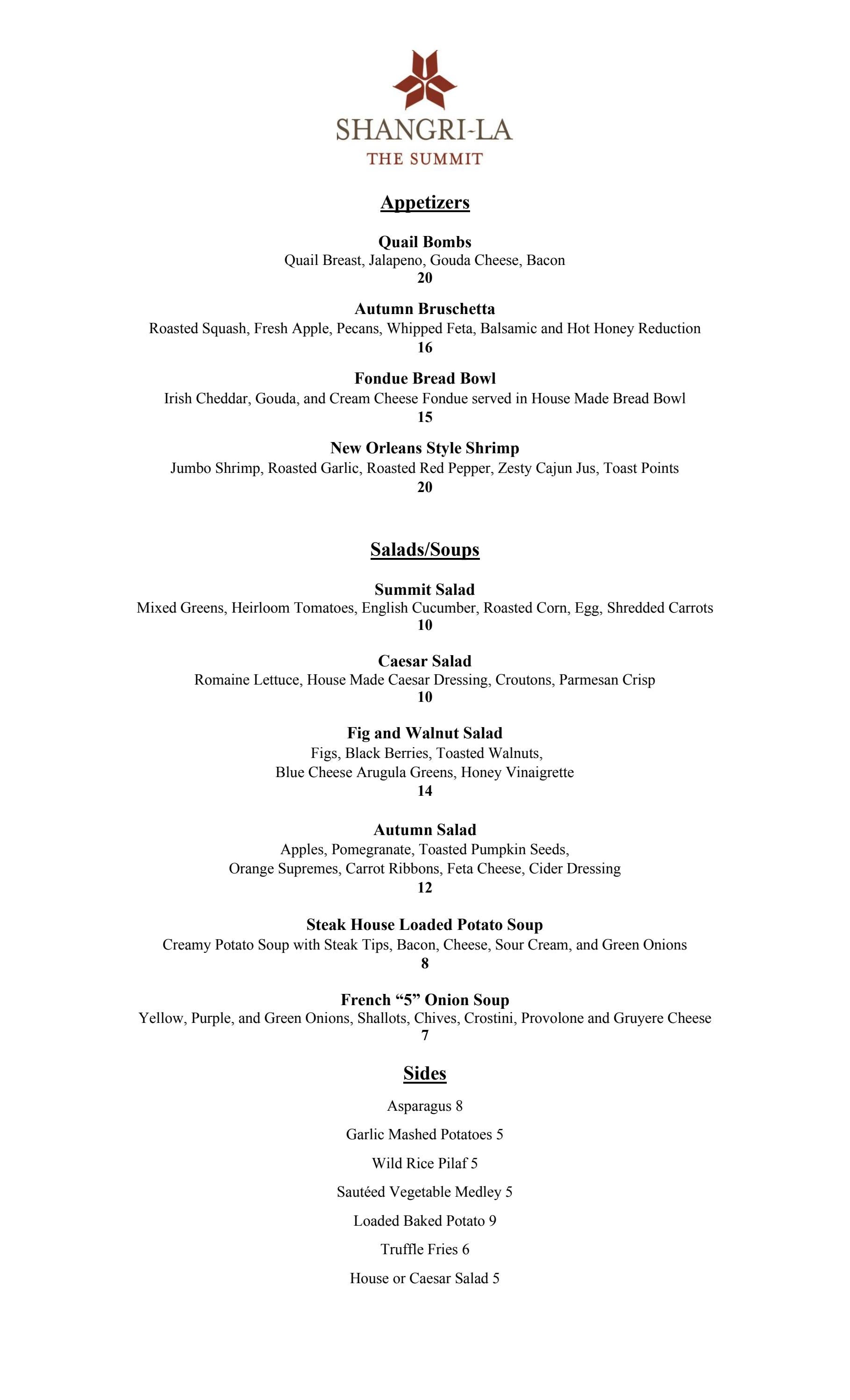 The Summit Dinner Menu by shangrilaokresort - Issuu