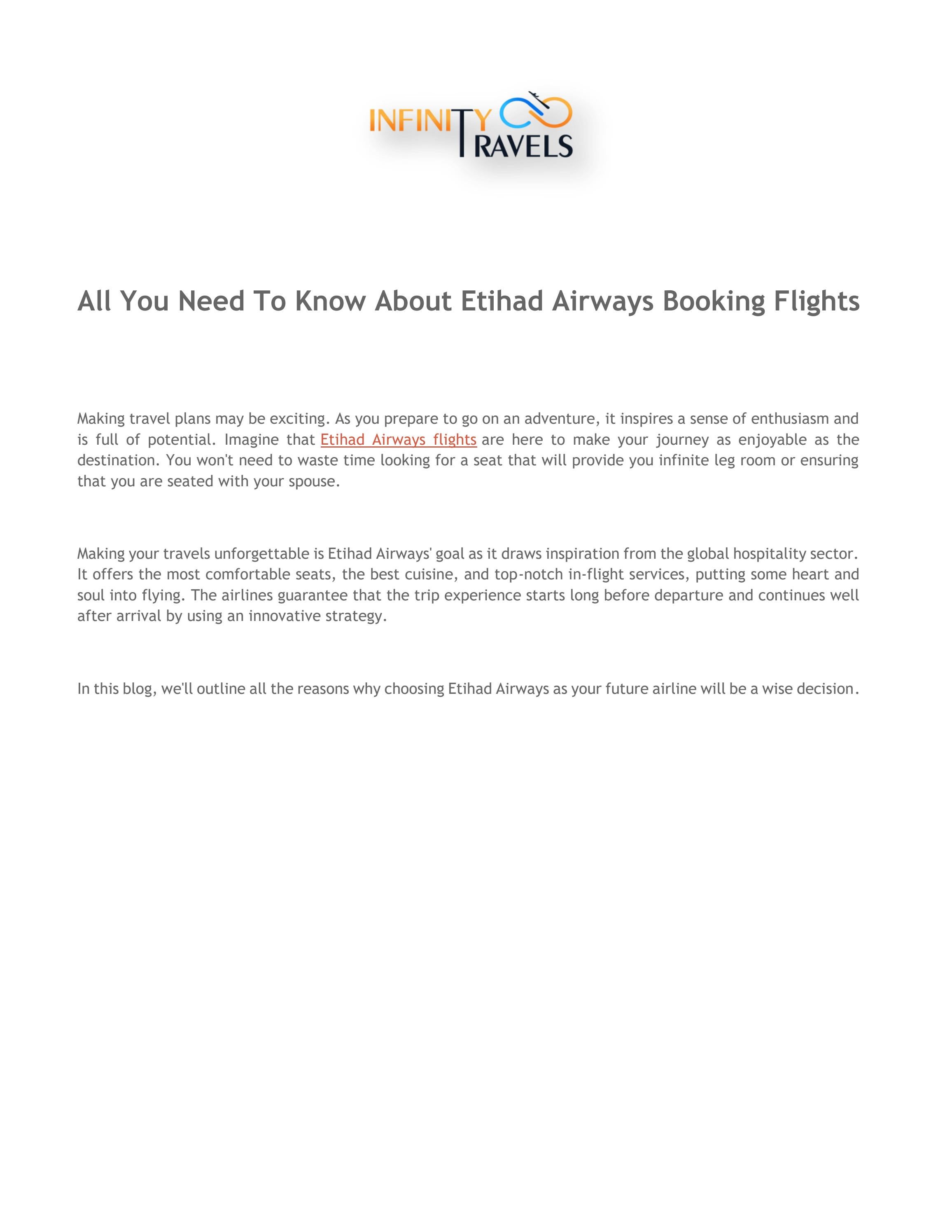 All You Need To Know About Etihad Airways Booking Flights by Infinity ...