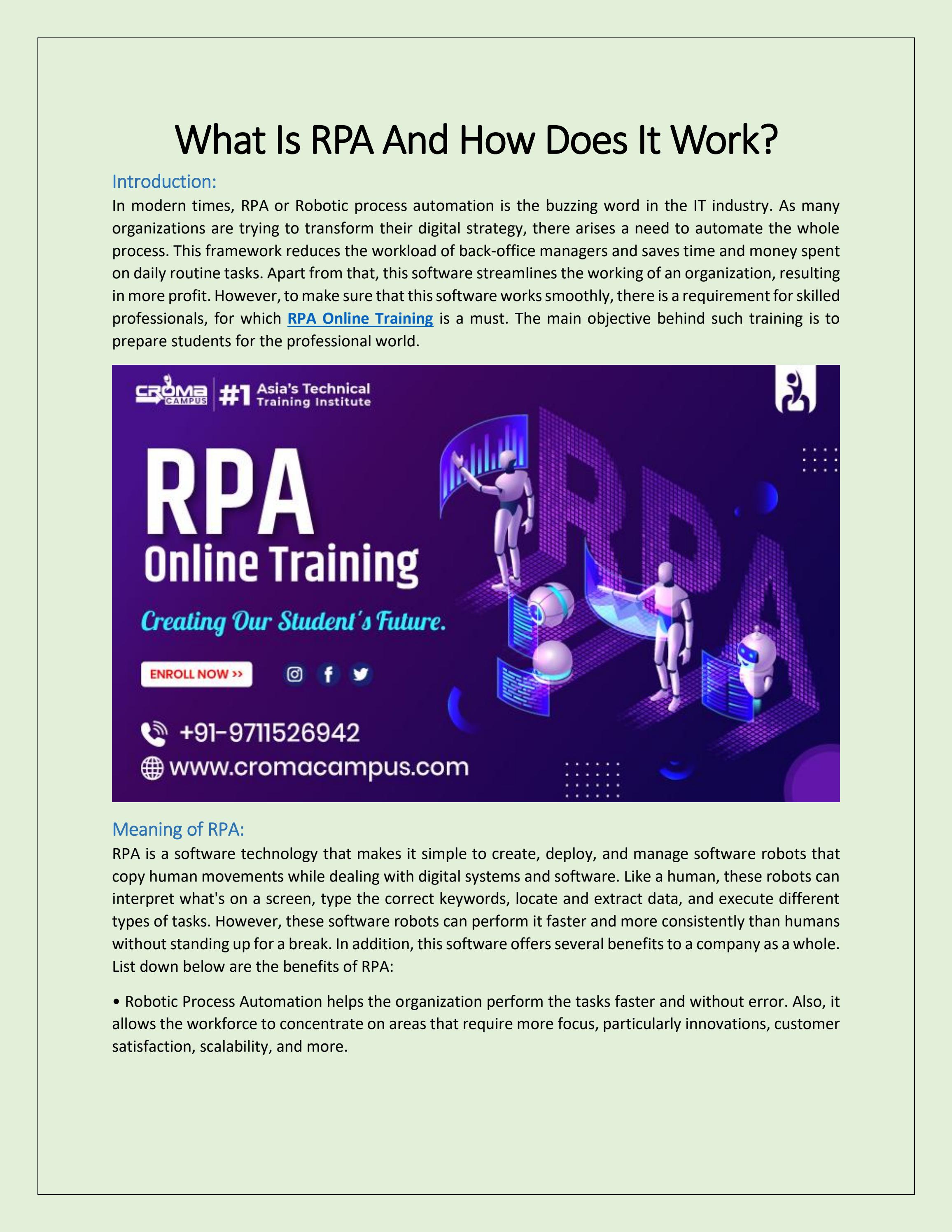 What Is RPA And How Does It Work? by cromacampuseducation - Issuu
