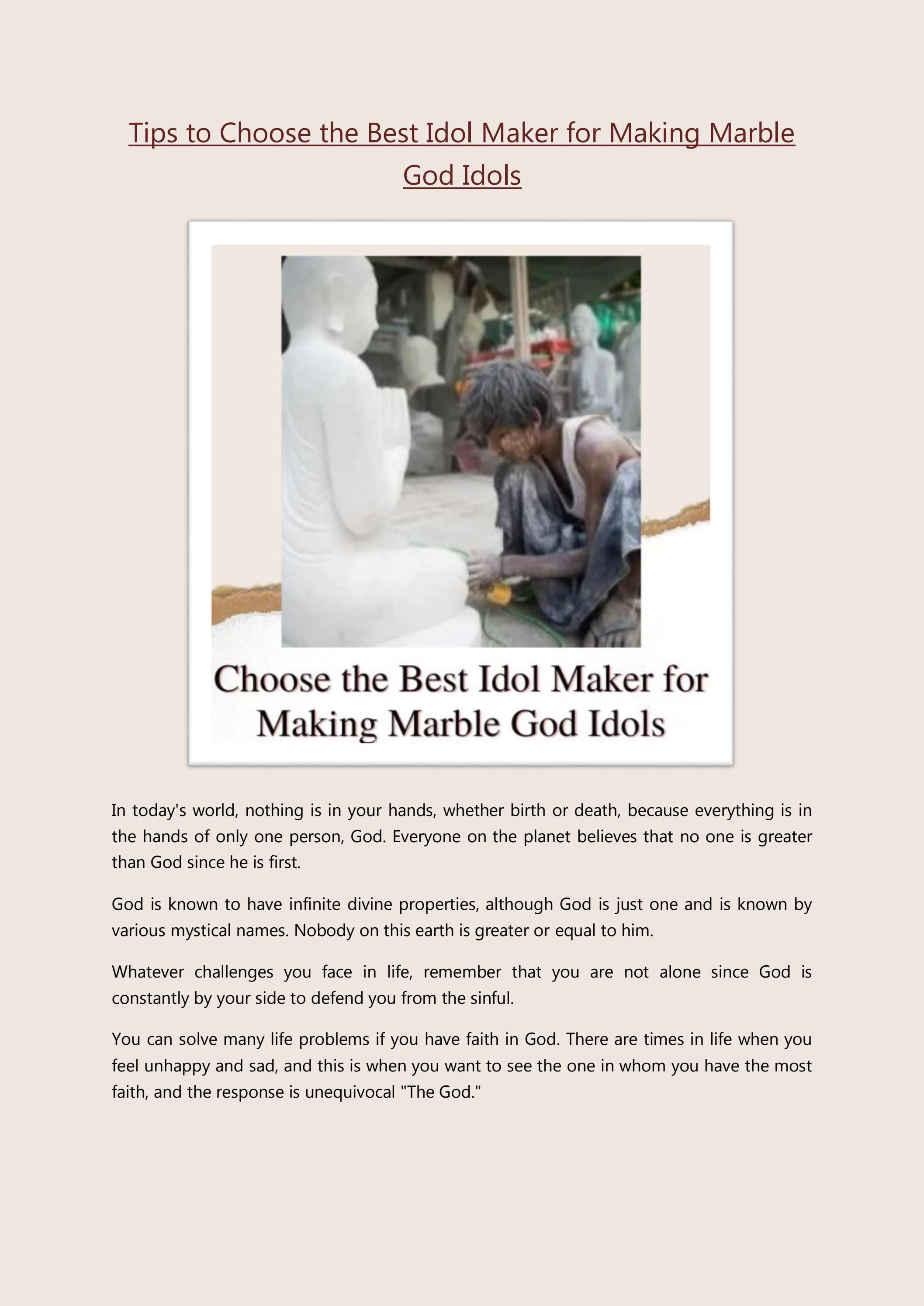 Tips to Choose the Best Idol Maker for Making Marble God Idols by Sai ...