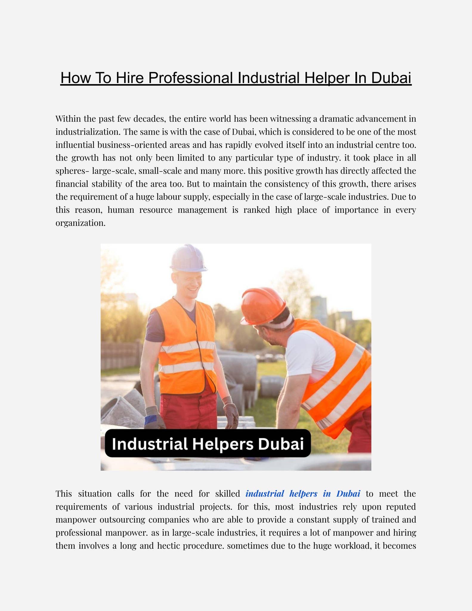 How To Hire Professional Industrial Helper In Dubai by manpowerservice ...