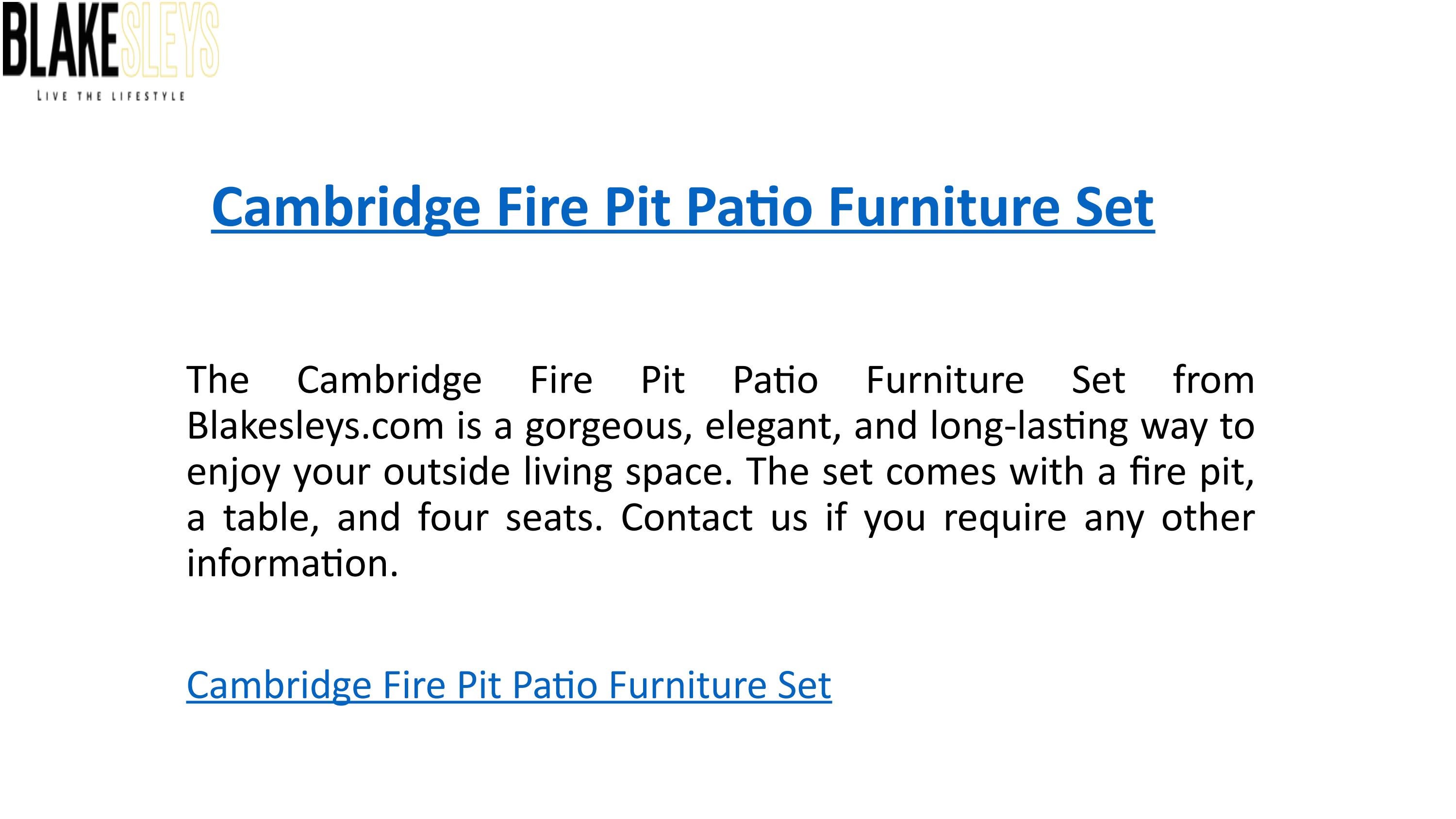 Cambridge Outdoor Fire Pit Patio Furniture Set - Left-Hand at Linda ...