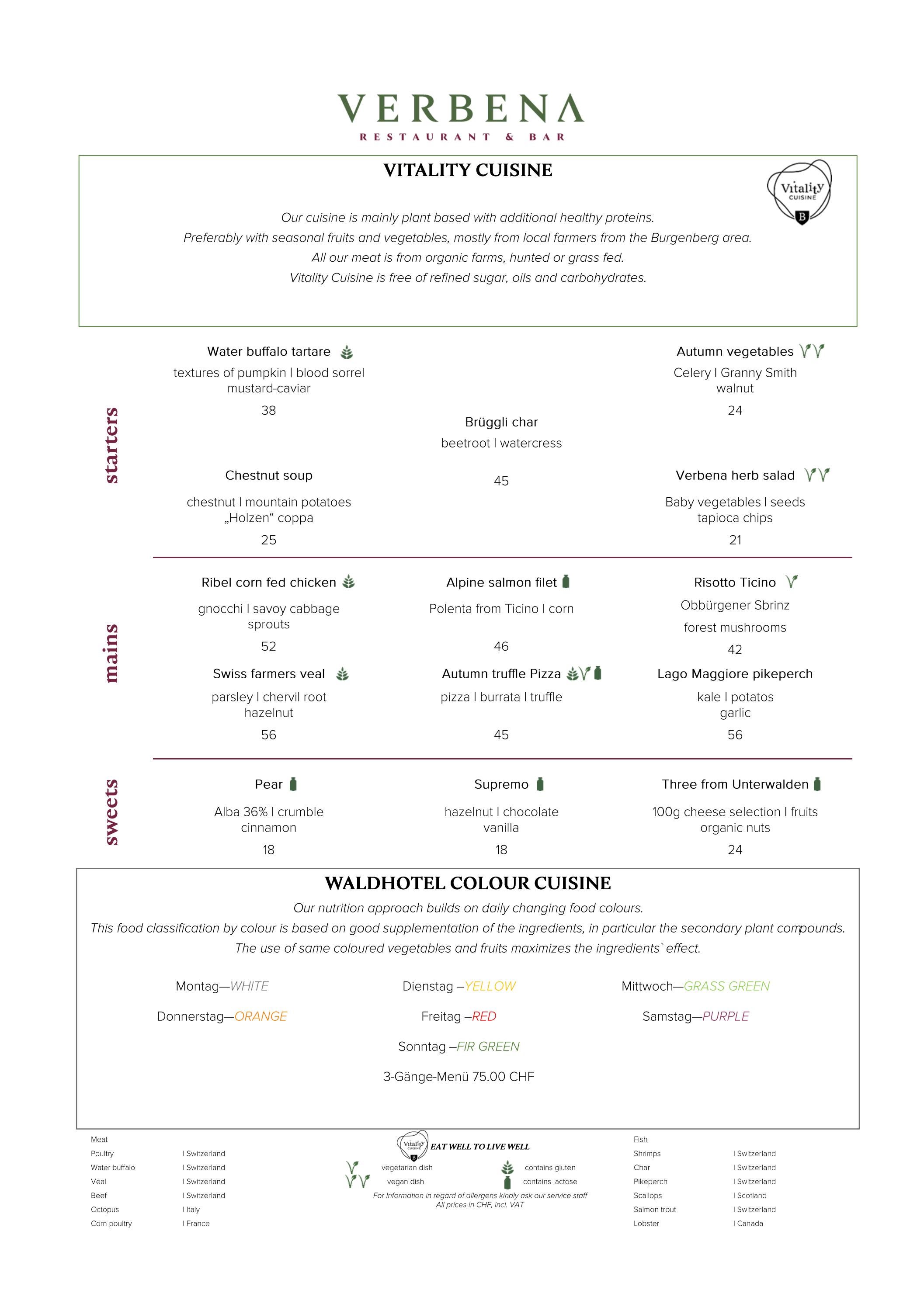 Verbena Lunch & Dinner Menu | DE & EN by The Bürgenstock Selection - Issuu