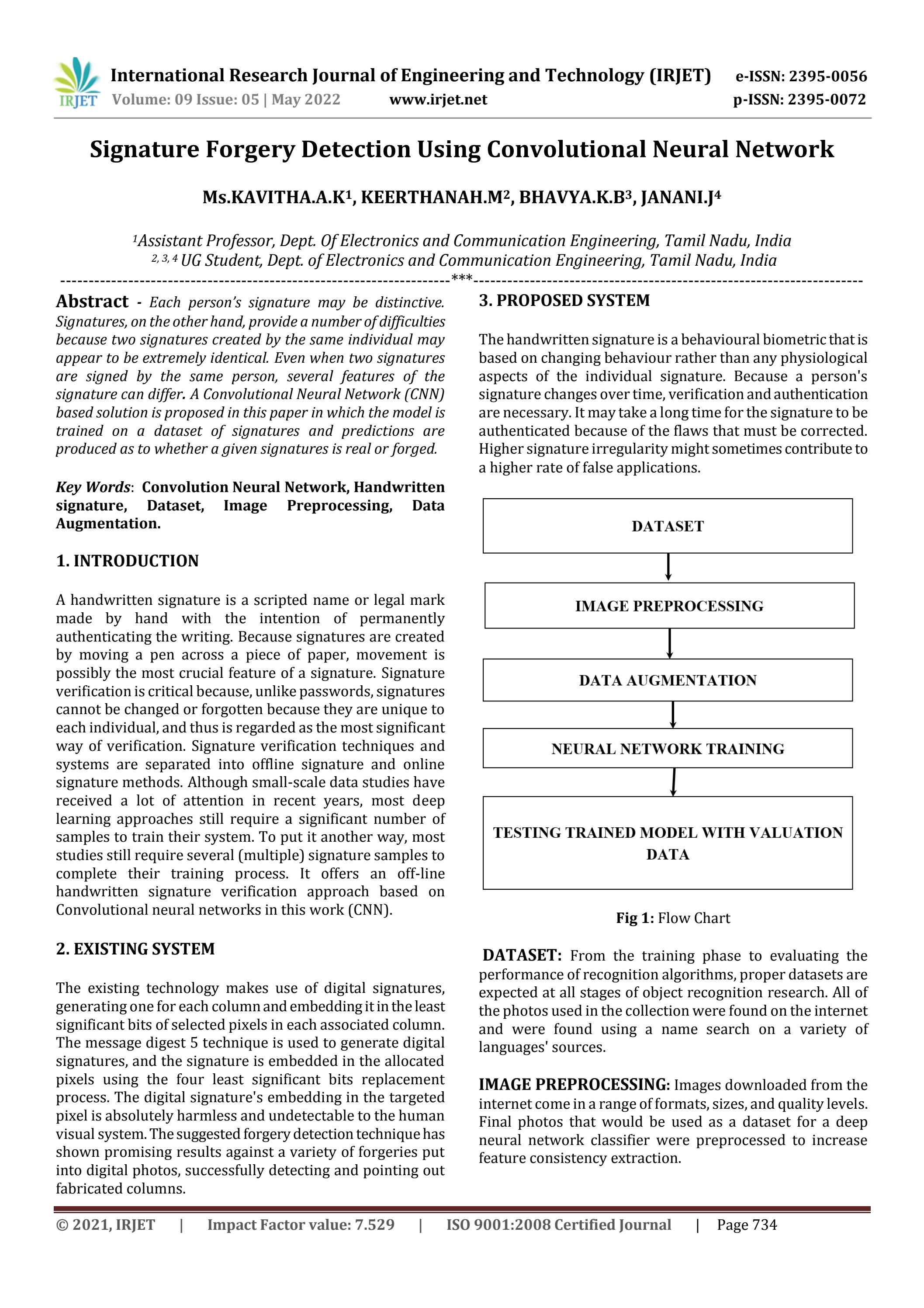 Signature Forgery Detection Using Convolutional Neural Network by IRJET ...