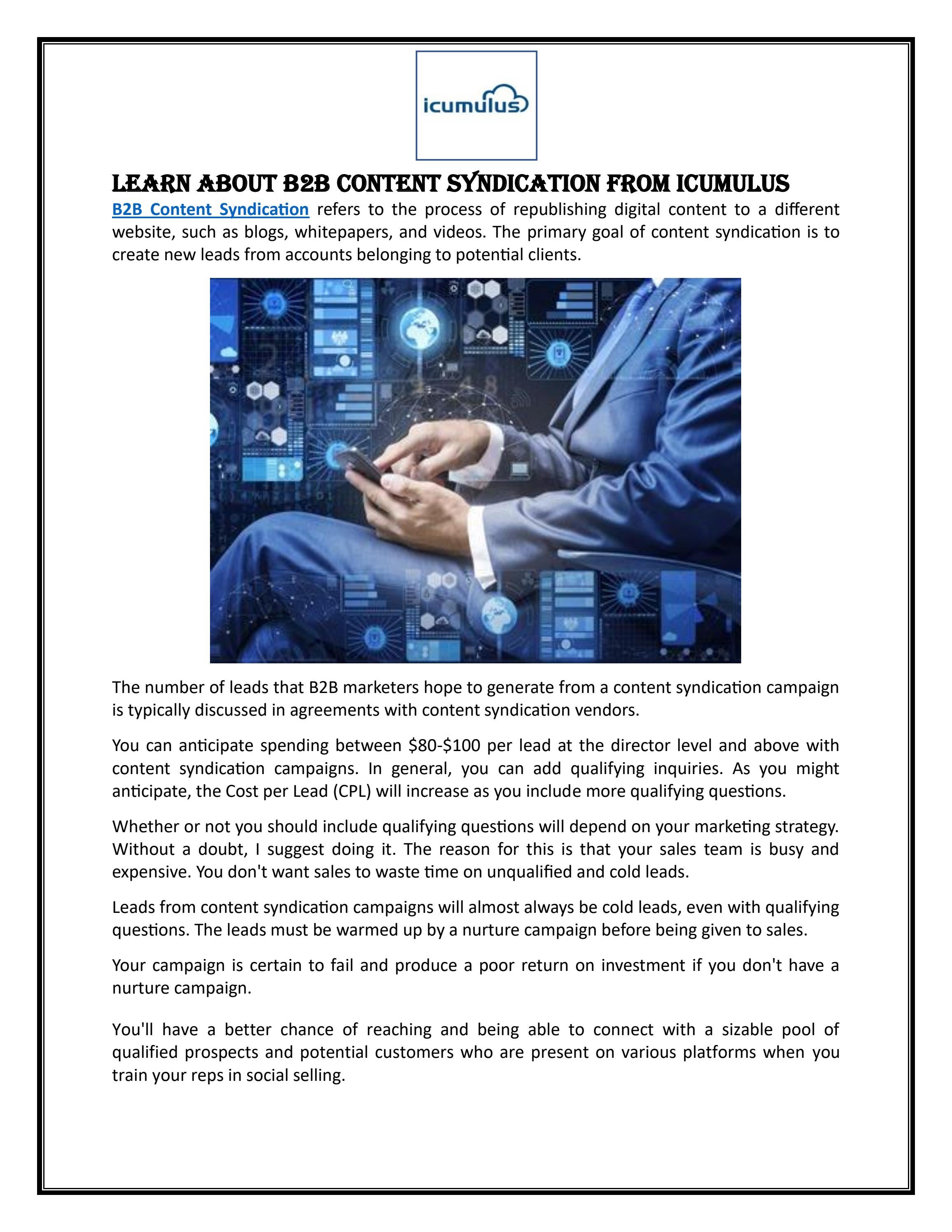 Learn About B2B Content Syndication From iCumulus by icumulus_au - Issuu