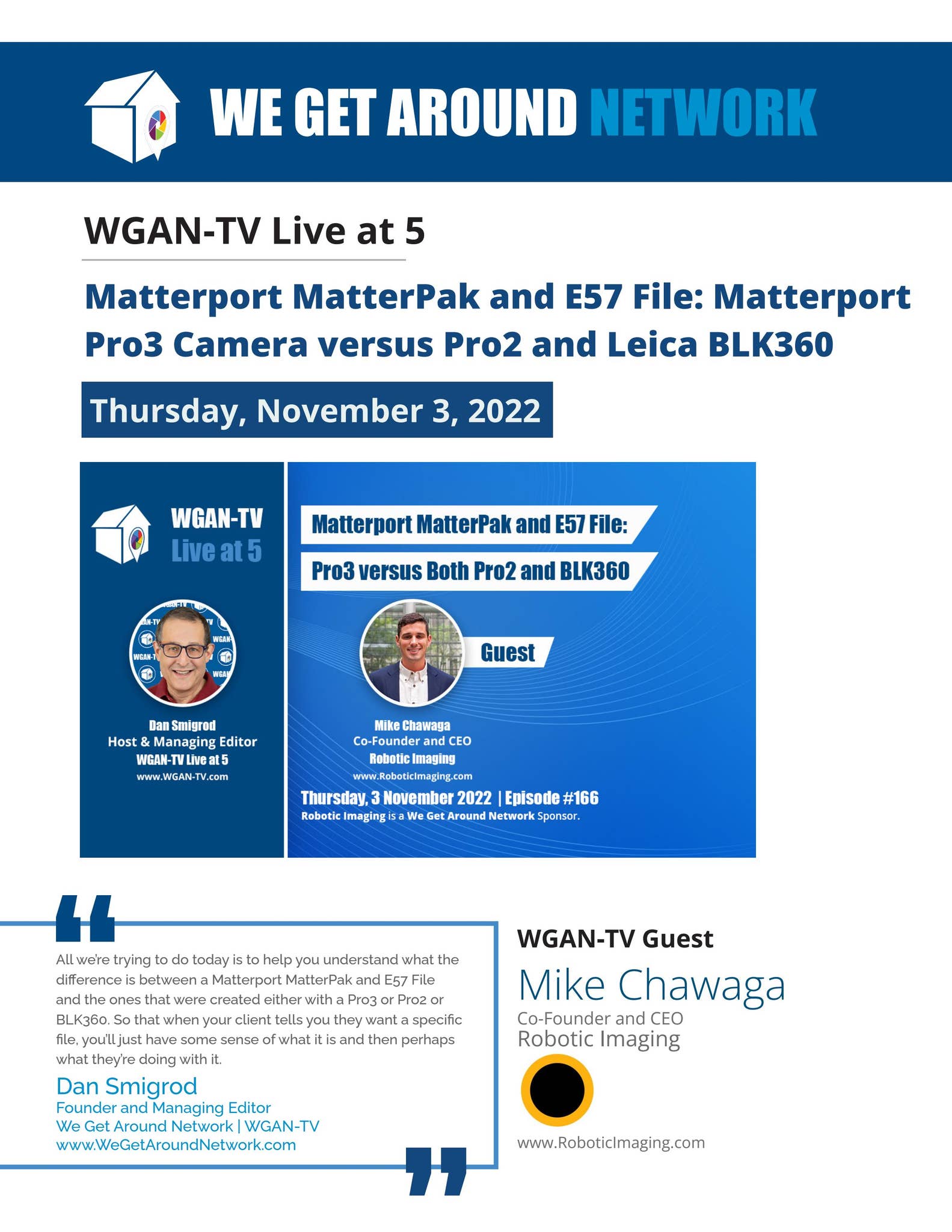 166-WGAN-TV | Matterport MatterPak/E57 File: Matterport Pro3 Camera versus Pro2/Leica BLK360 by ...