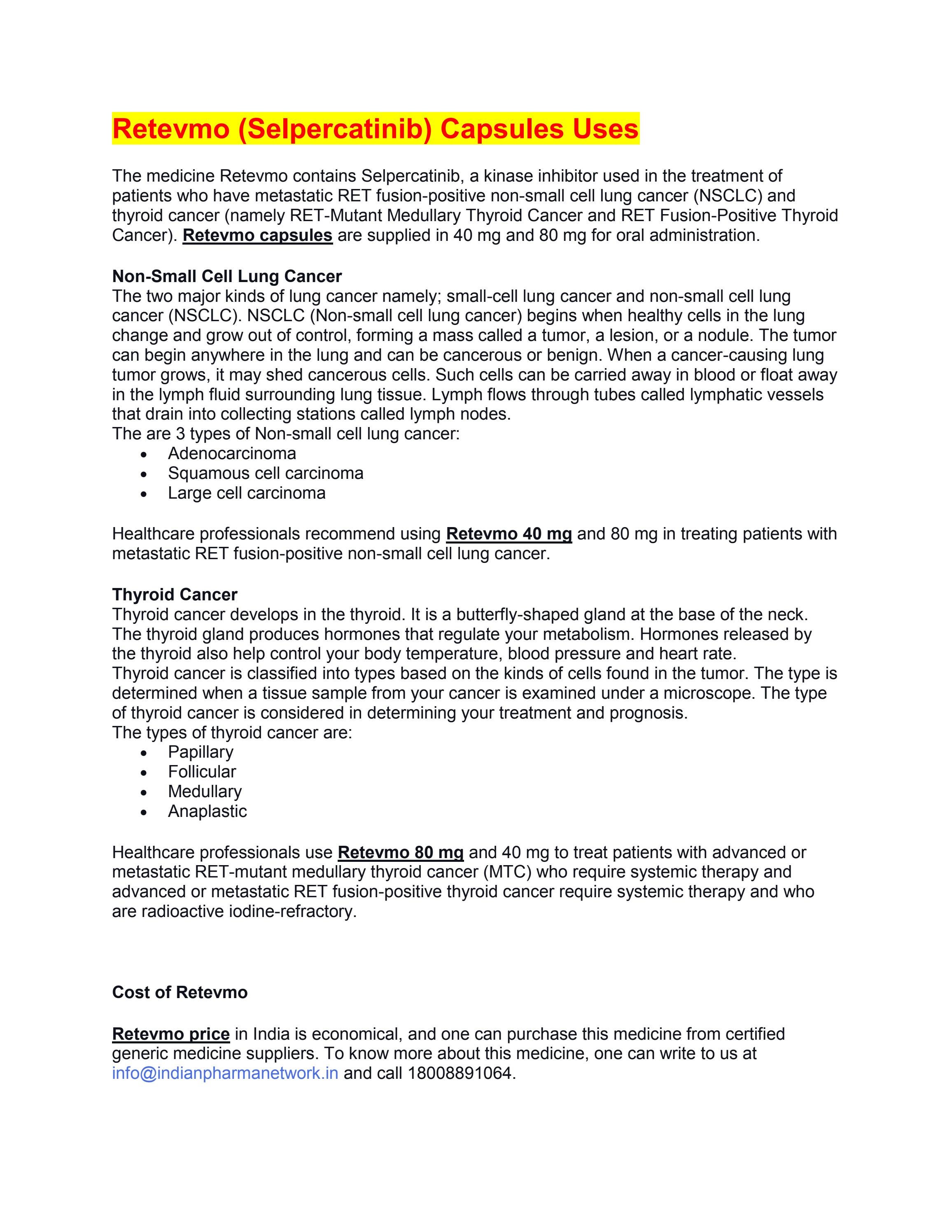 Retevmo Capsules |Indan Pharma Network by roshni sharma - Issuu