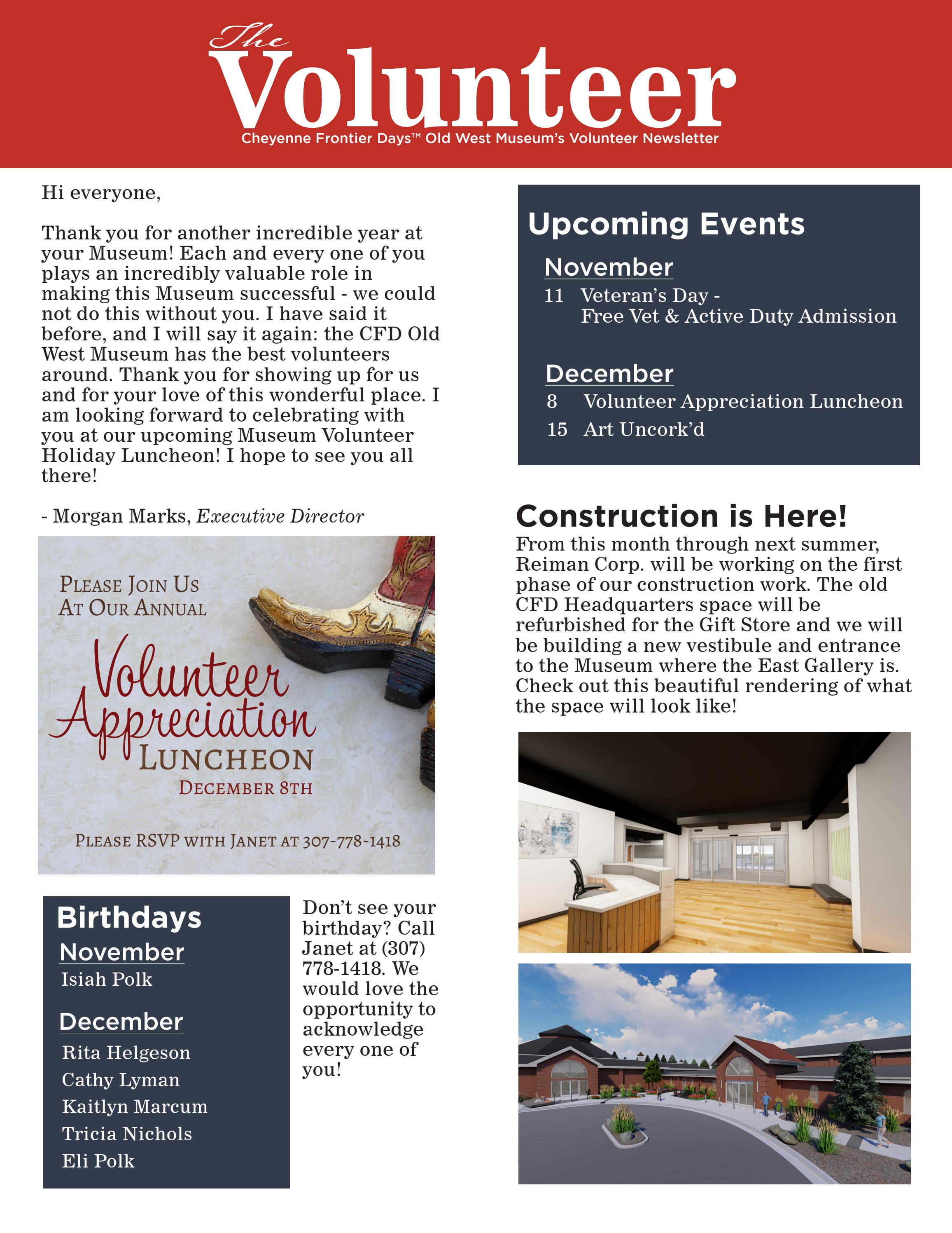 The Volunteer - November 2022 by CFD Old West Museum - Issuu