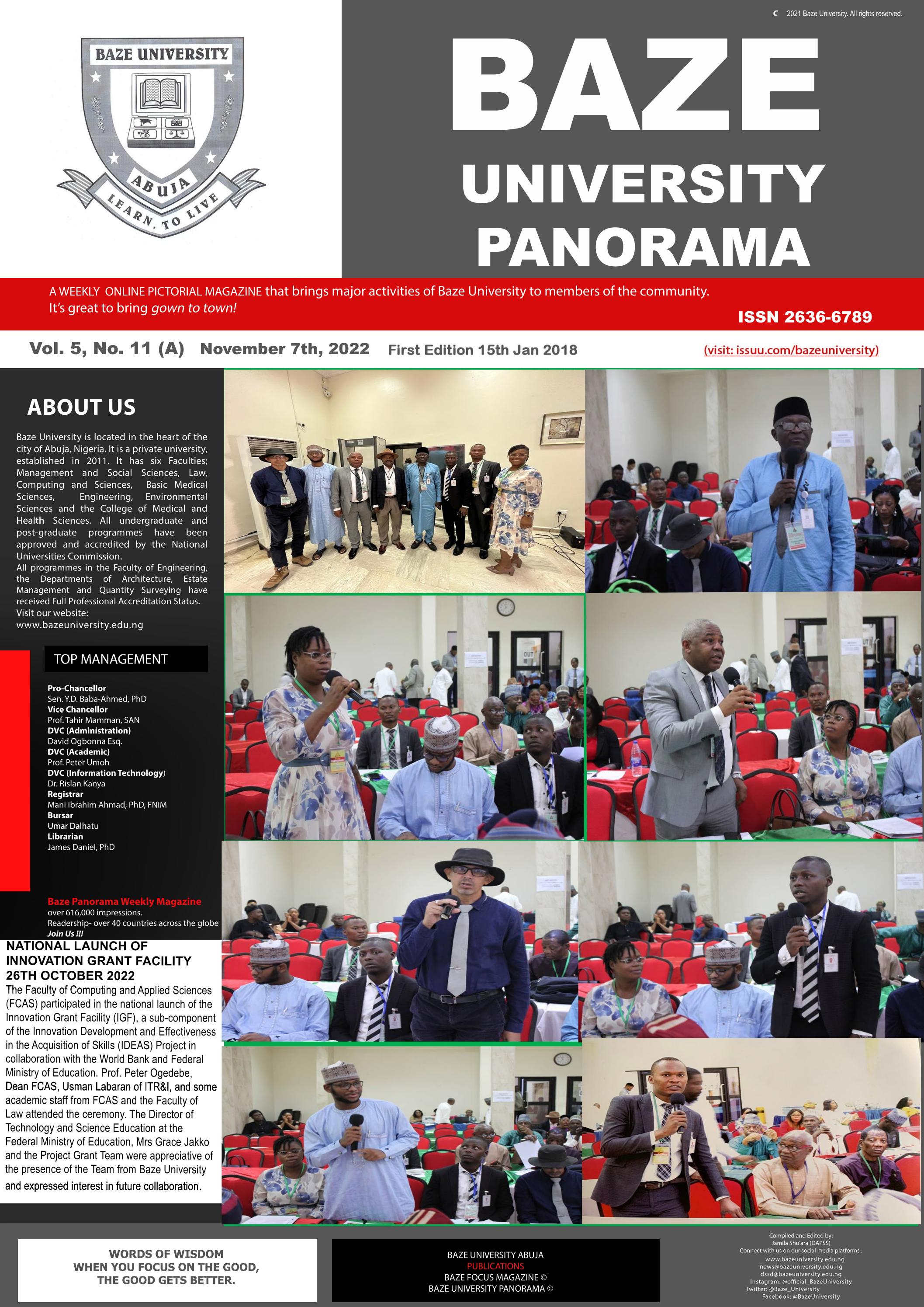 BAZE UNIVERSITY PANORAMA NEWS (7th November 2022) by Baze University ...