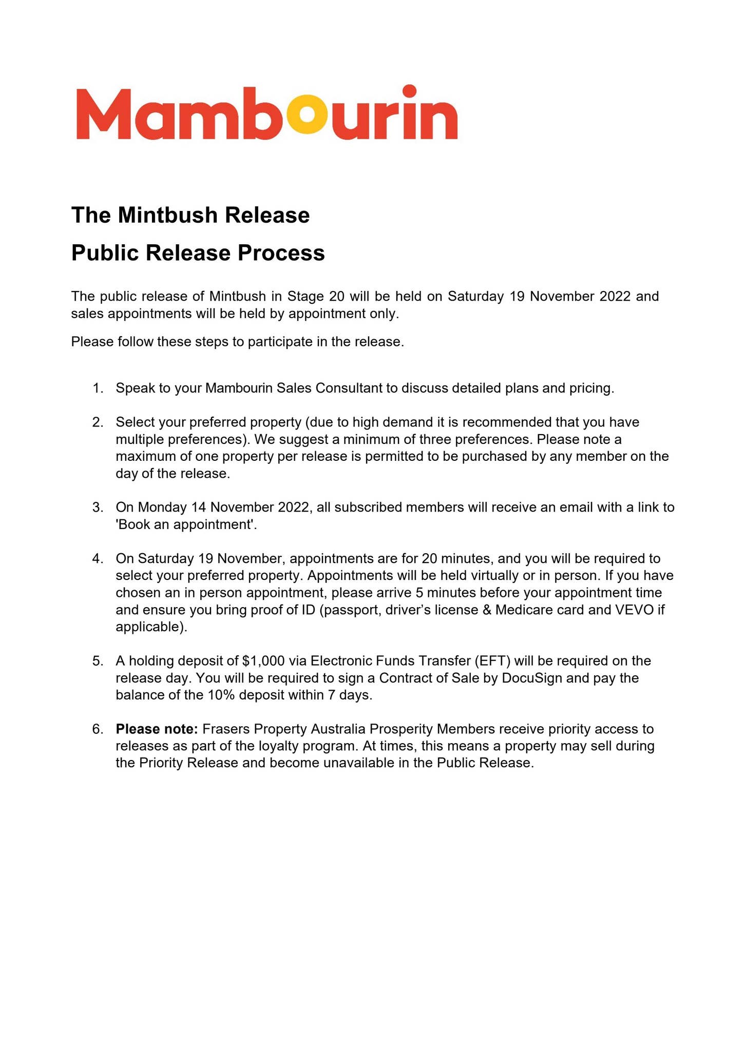 Mambourin | Stage 20a Public Release Process by Frasers Property ...